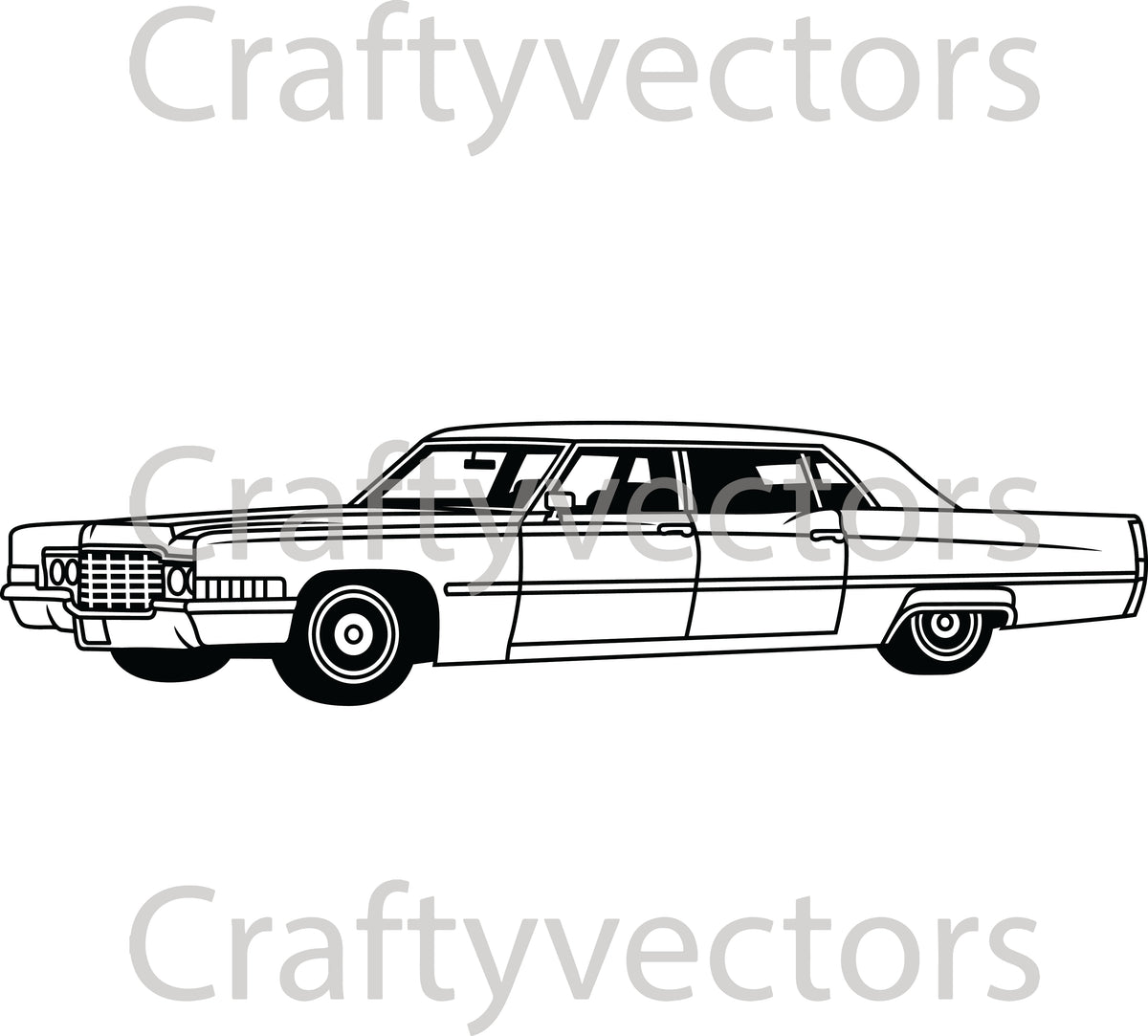 Cadillac Fleetwood Limousine 1969 Side View Vector – Crafty Vectors