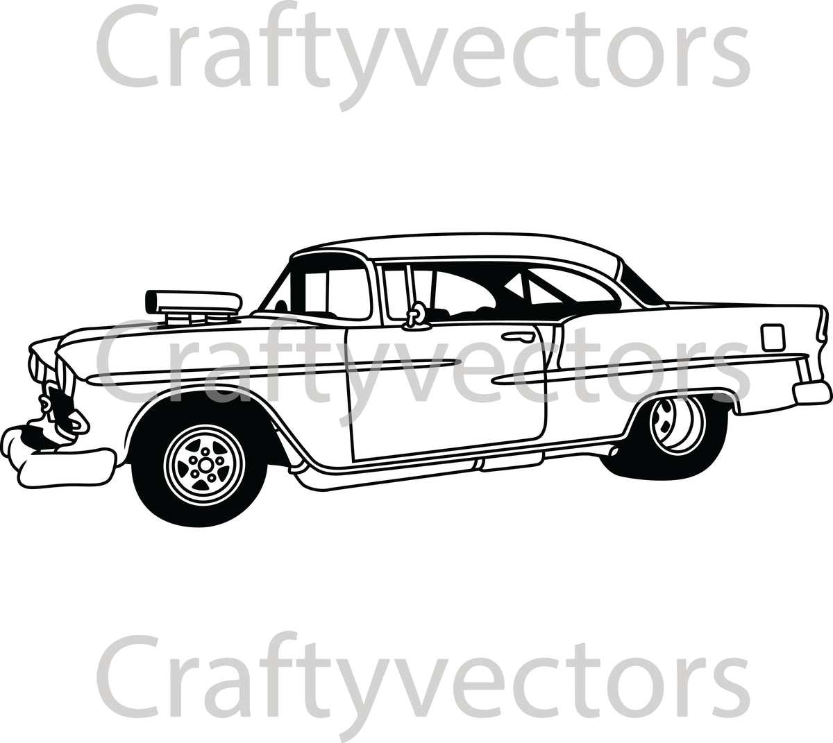 Chevrolet Bel Air 1955 Hot Rod Vector – Crafty Vectors