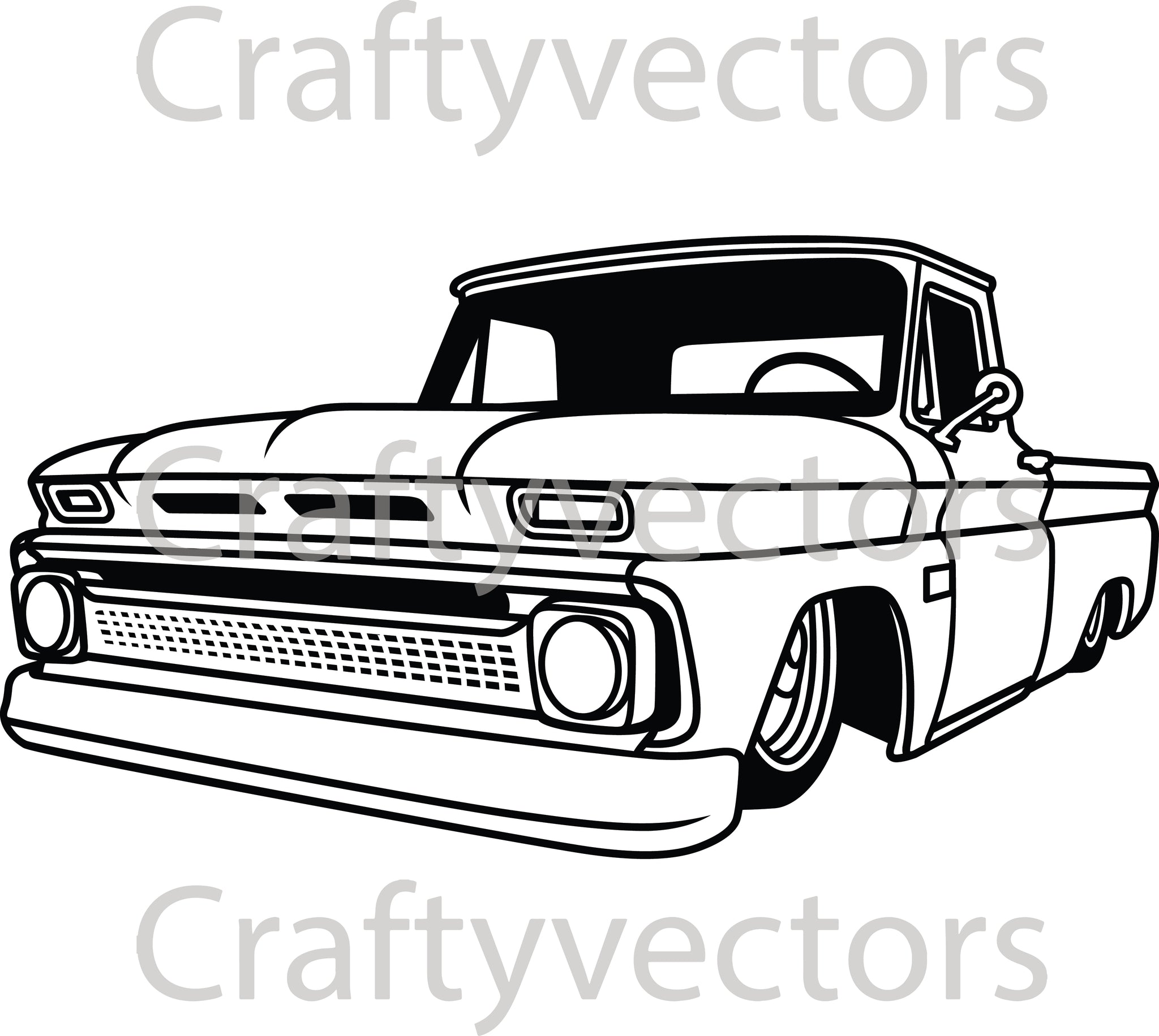 Chevrolet C10 1966 Slammed Vector – Crafty Vectors