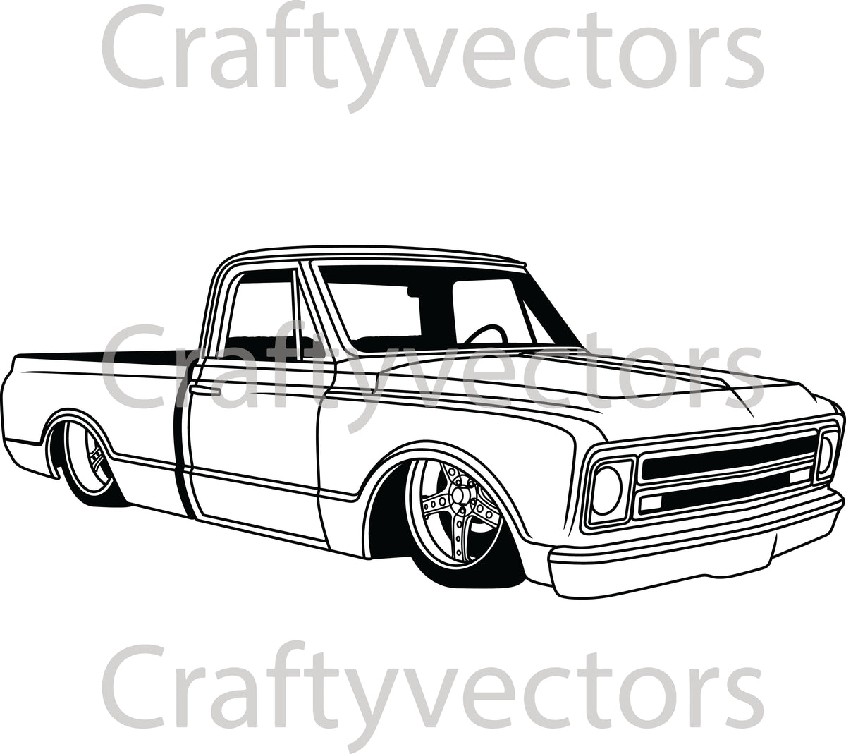 Chevrolet C10 1968 Slammed Vector – Crafty Vectors