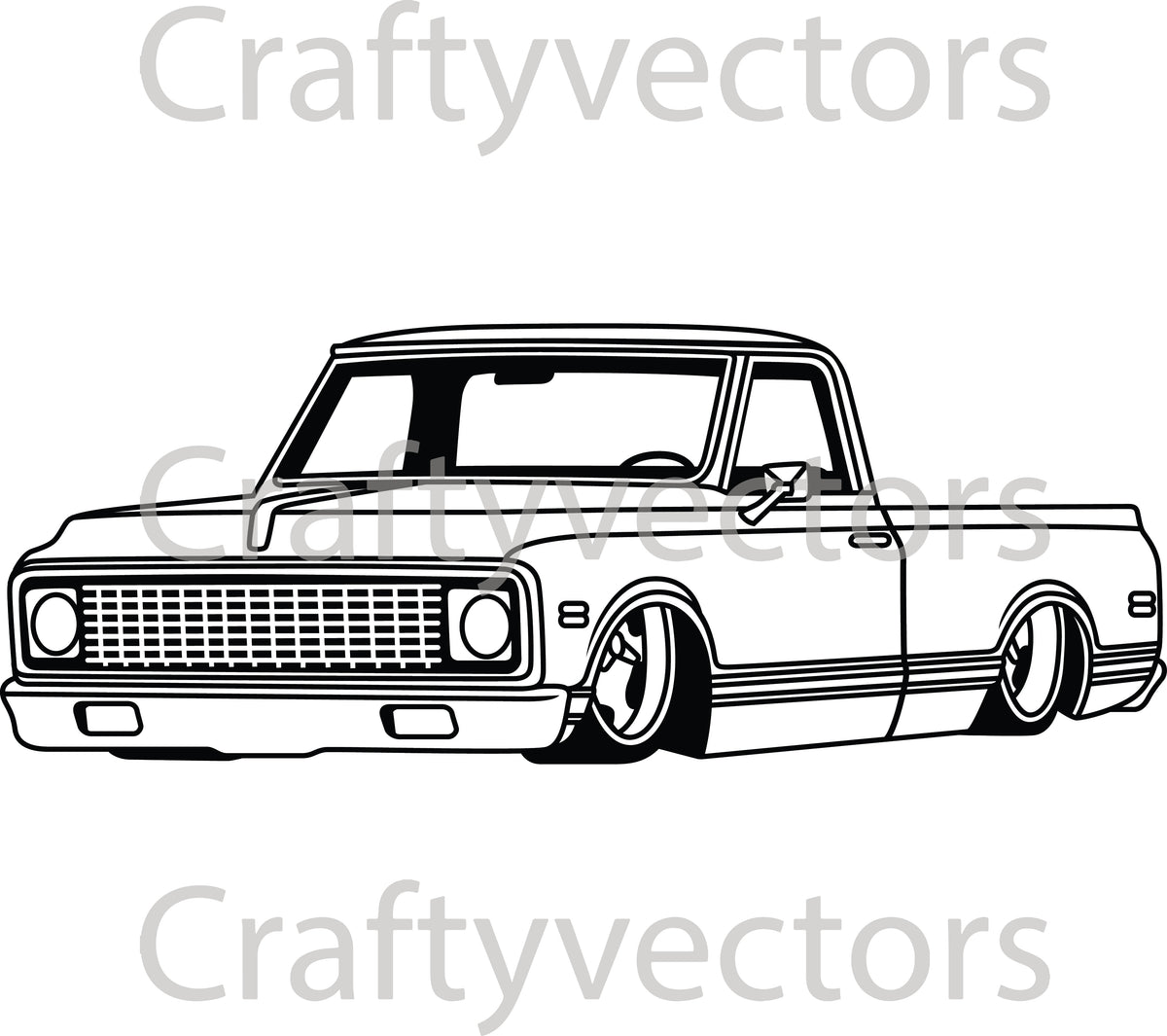 Chevrolet C10 1972 Slammed Vector – Crafty Vectors