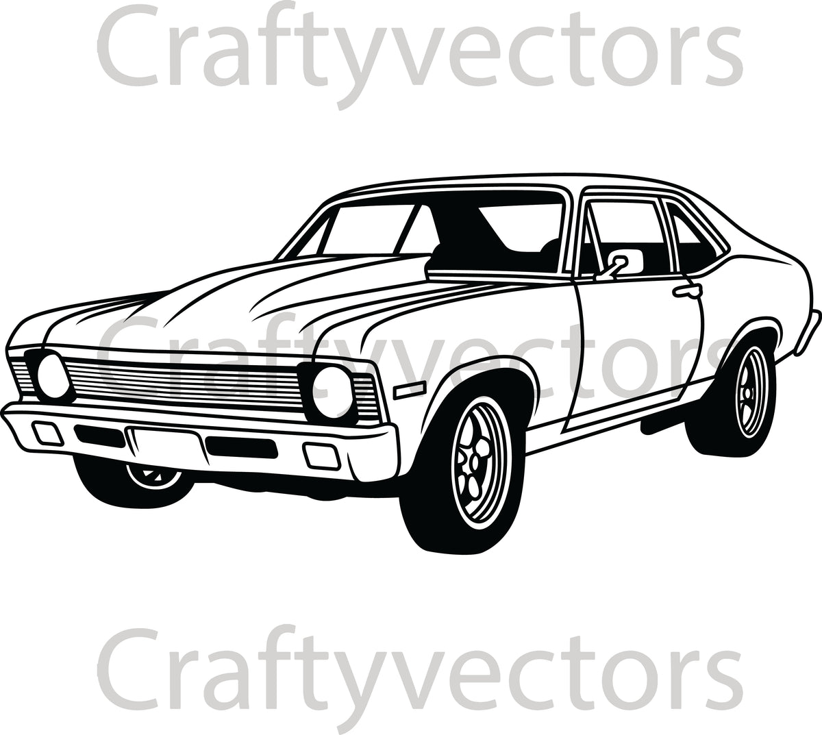 Chevrolet Nova 1972 Hot Rod vector – Crafty Vectors