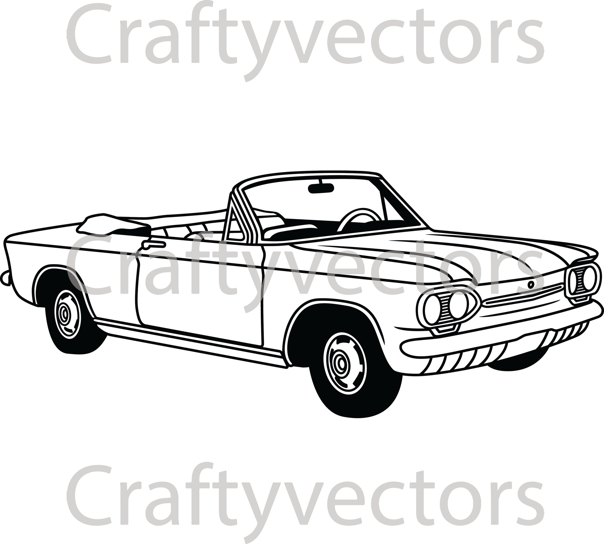 Chevrolet Corvair Convertible 1963 Vector – Crafty Vectors