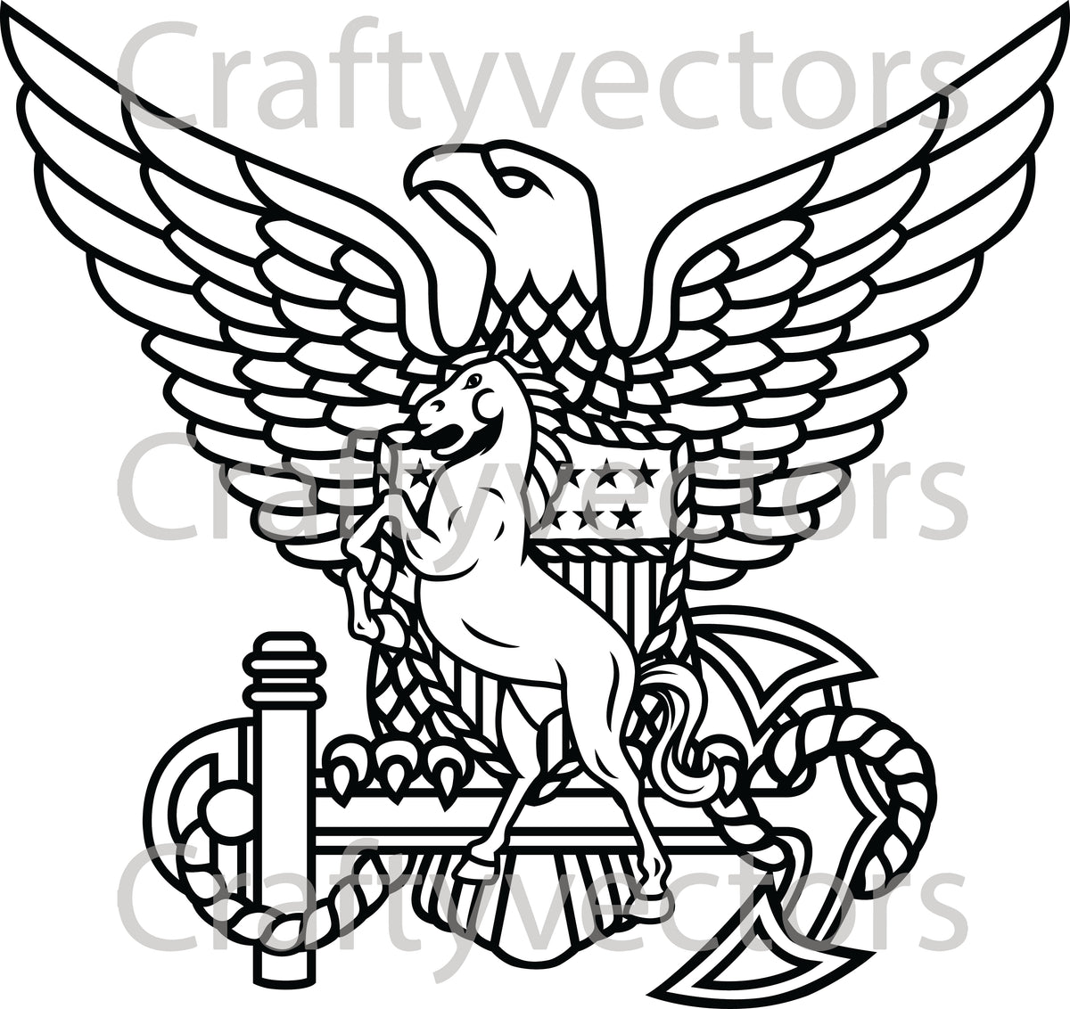 Coast Guard Officer Mustang Badge Vector File – Crafty Vectors