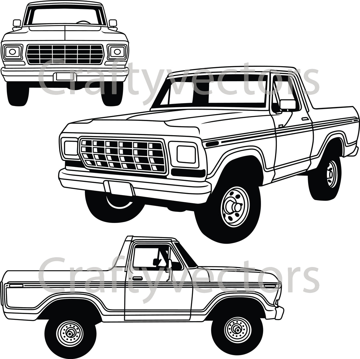 Ford Bronco 1978 Vector No cab – Crafty Vectors