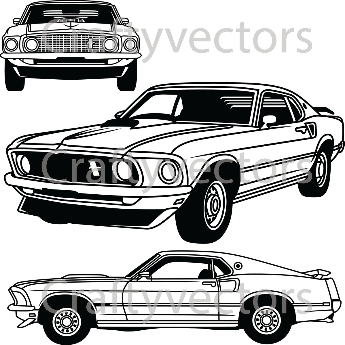 Ford Mustang 1969 Mach 1 Vector – Crafty Vectors