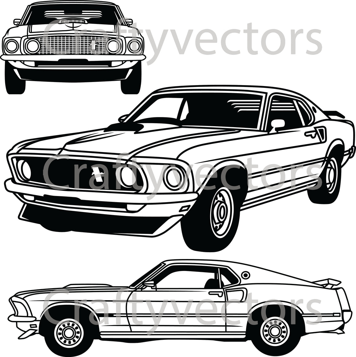Ford Mustang Car Vector Cut Files SVG, DXF, PNG JPEG & EPS – Crafty Vectors