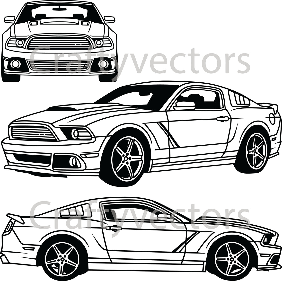 Ford Mustang Car Vector Cut Files SVG, DXF, PNG JPEG & EPS – Crafty Vectors