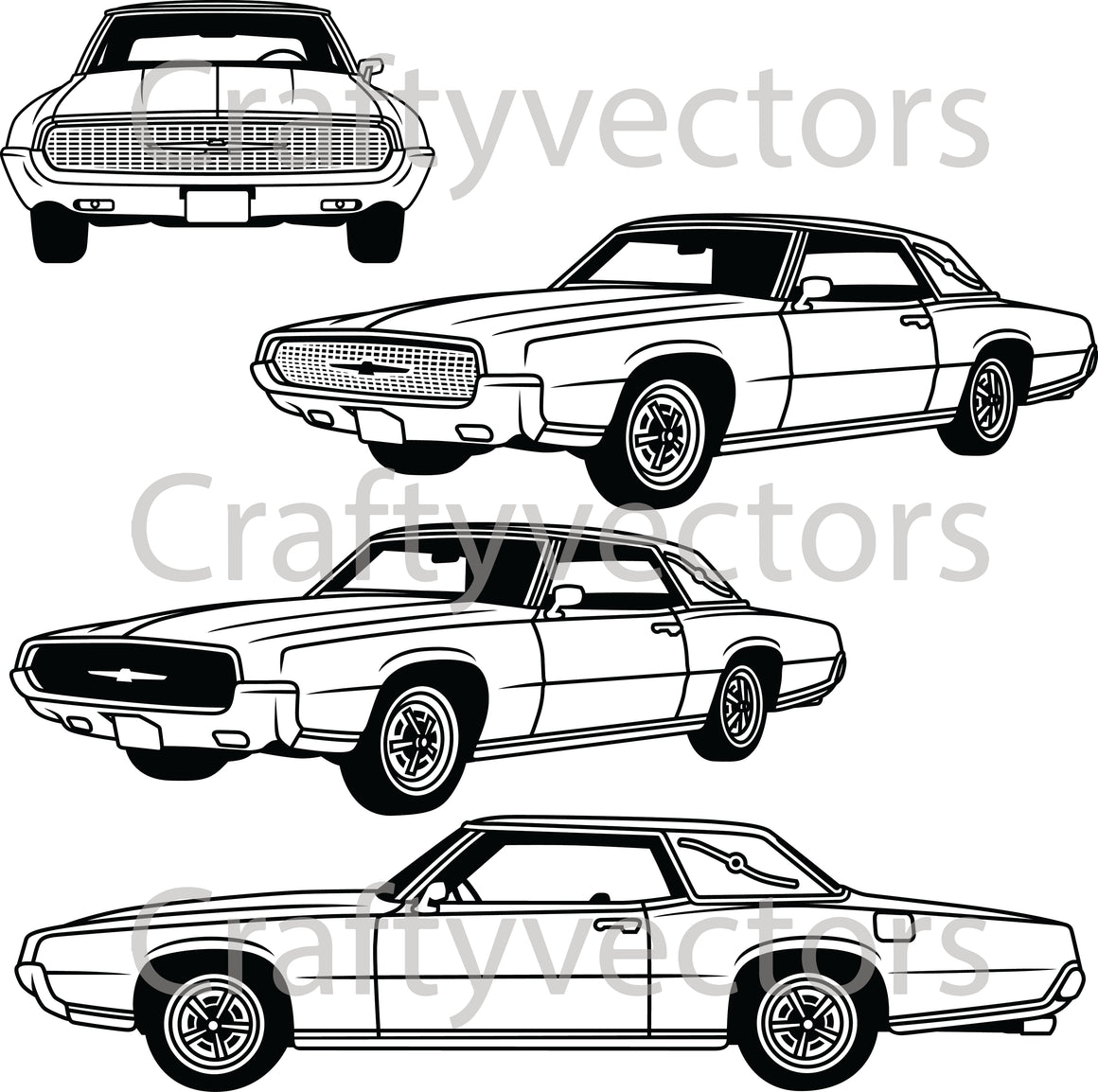 Ford Thunderbird 1967 to 71 Vector – Crafty Vectors