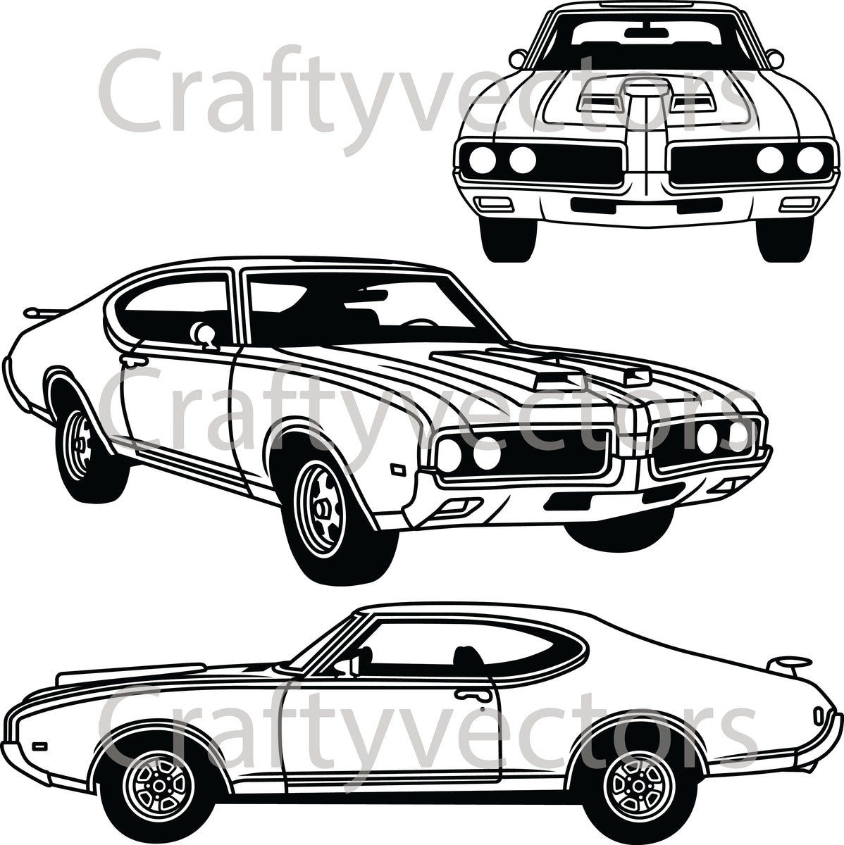 Oldsmobile Cutlass 1969 Hurst Vector – Crafty Vectors
