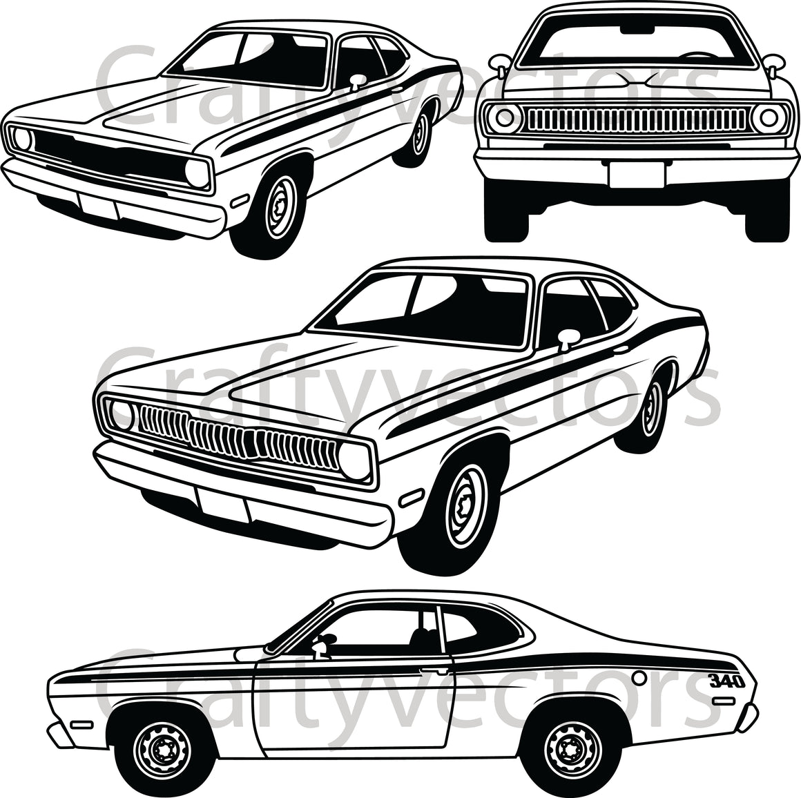 Plymouth Duster 1972 Vector – Crafty Vectors