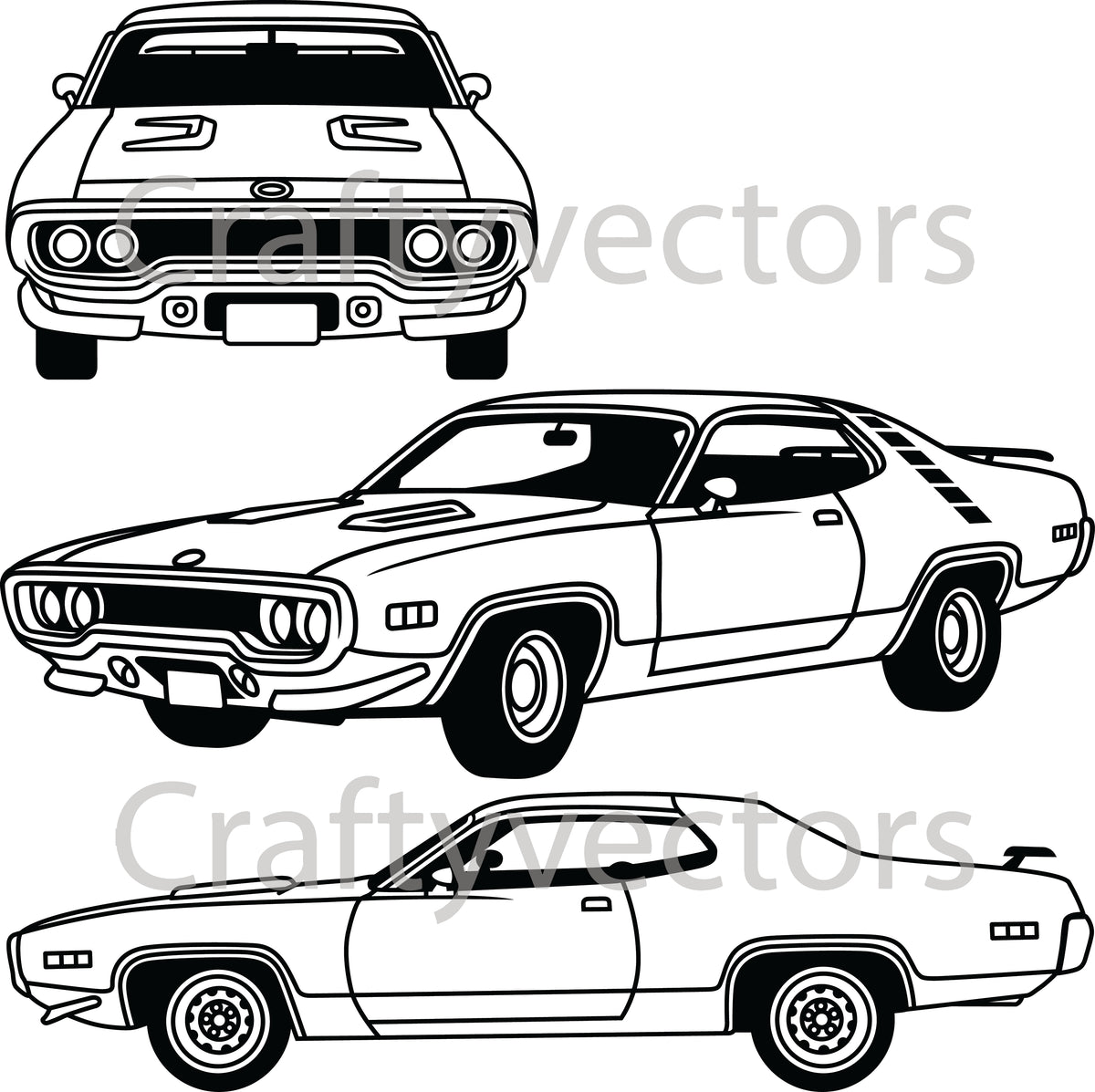 Plymouth Road Runner 1971 Vector – Crafty Vectors