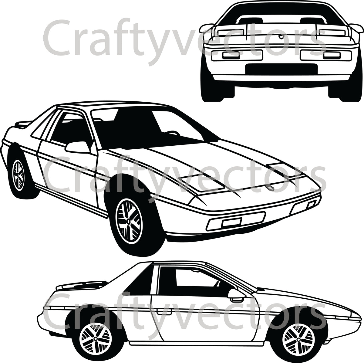 Pontiac Fiero SE 1985 Vector – Crafty Vectors