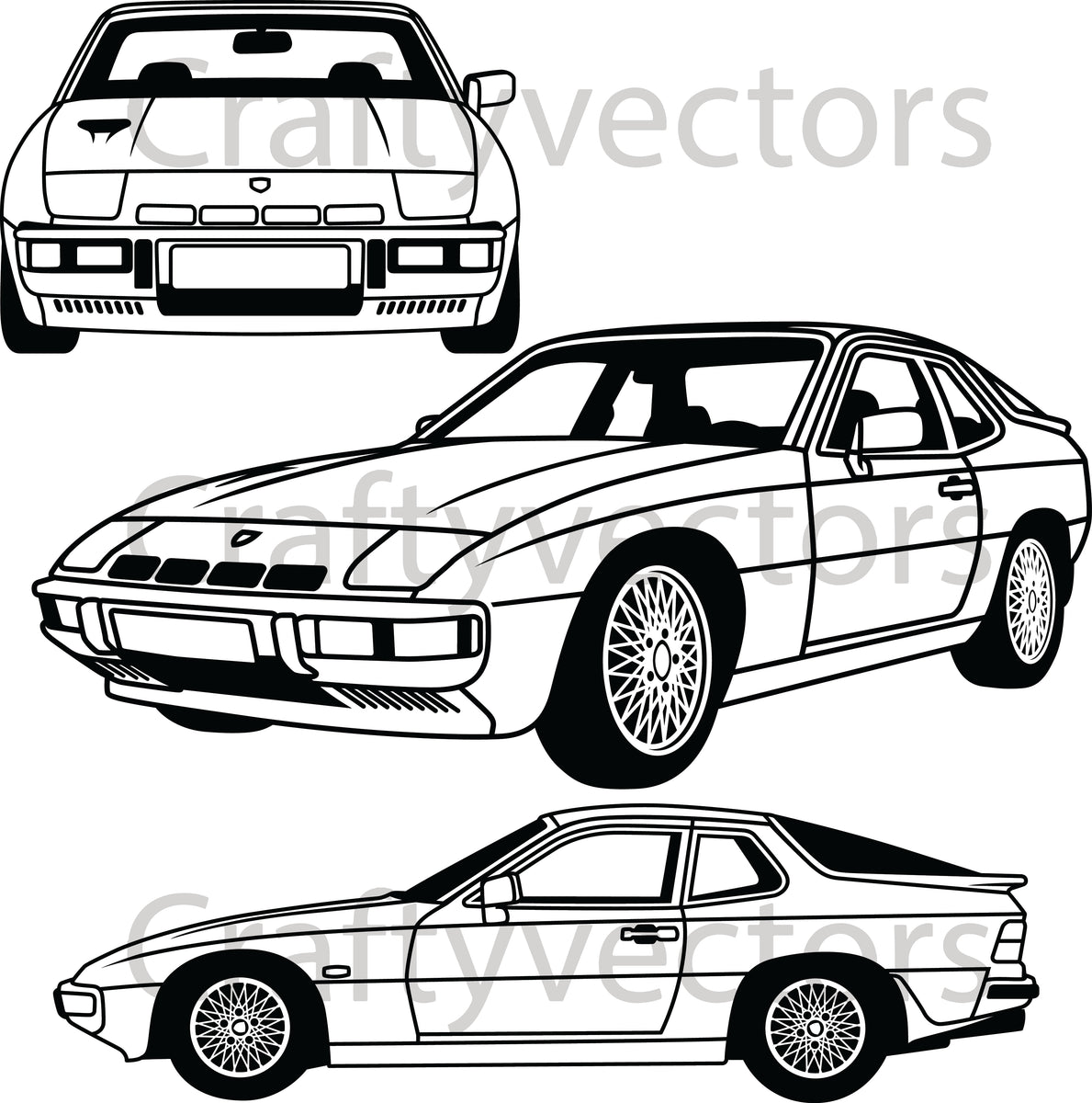 Porsche 924 Turbo Vector – Crafty Vectors