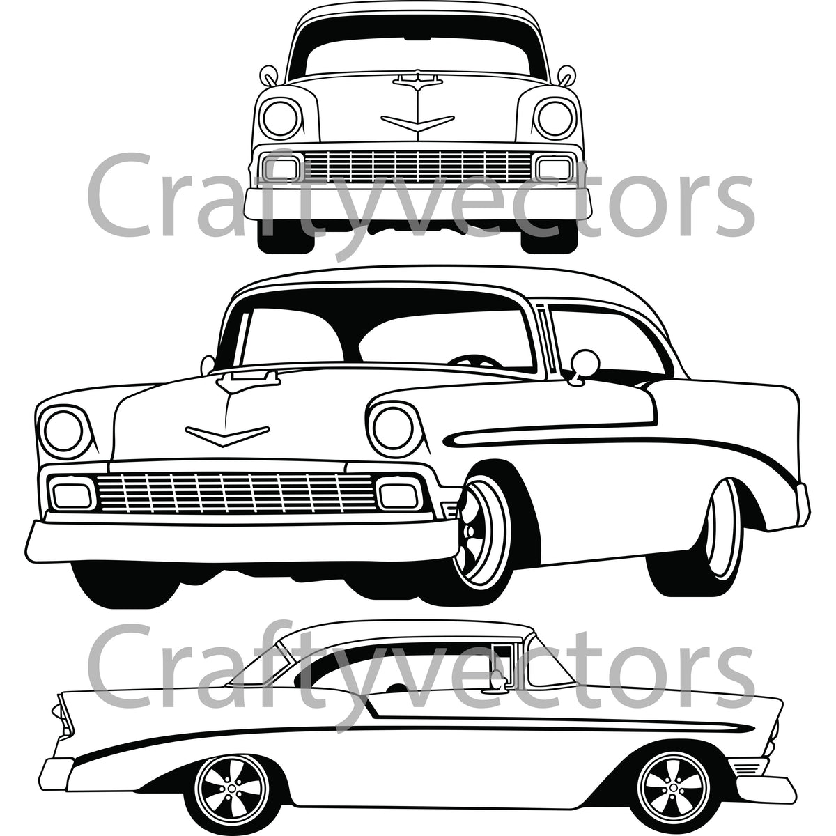 Chevrolet Bel Air 1956 Lowered Vector – Crafty Vectors
