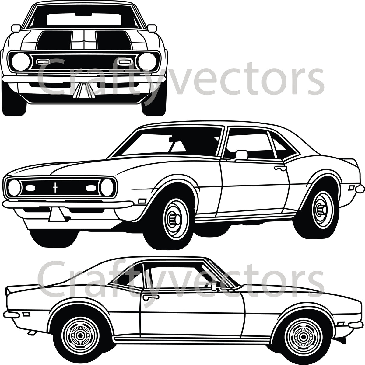 Chevrolet Camaro 1968 Z28 Vector – Crafty Vectors
