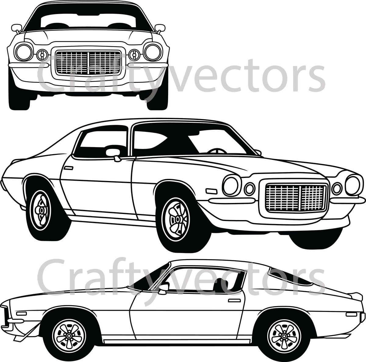 Chevrolet Camaro 1971 Vector – Crafty Vectors
