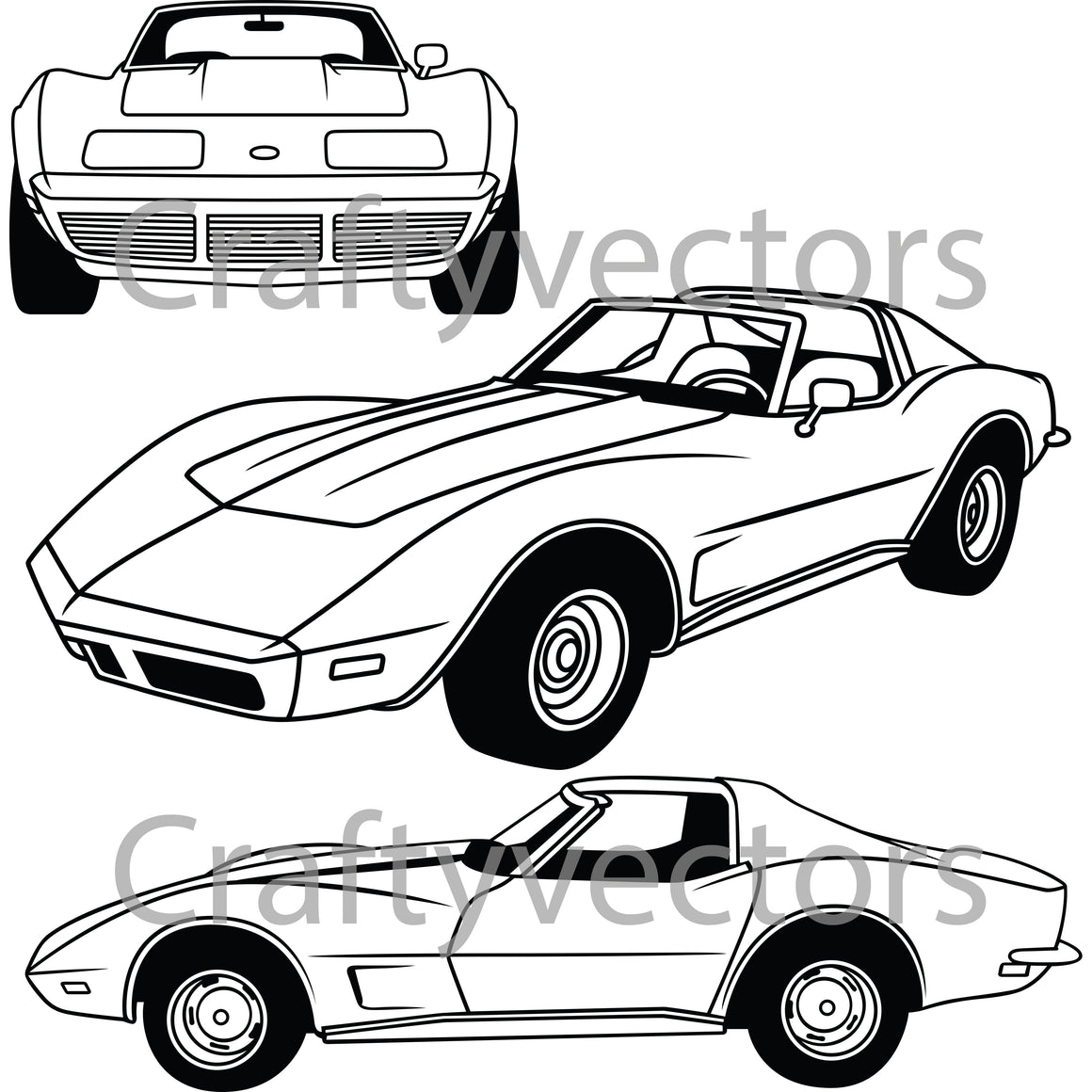 Chevrolet Corvette 1971 Convertible C3 Car Vector – Crafty Vectors