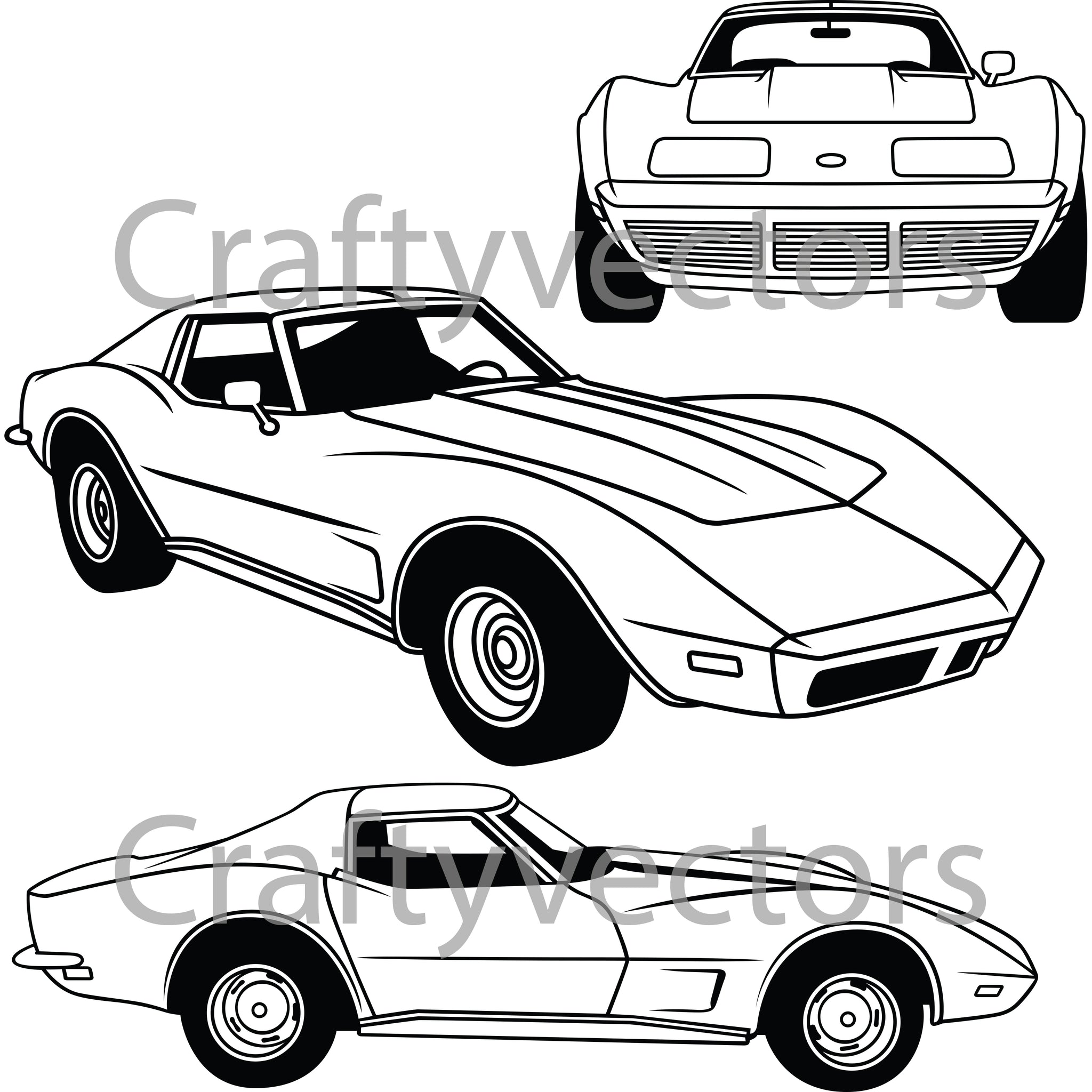 Chevrolet Corvette 1971 C3 Car Vector – Crafty Vectors