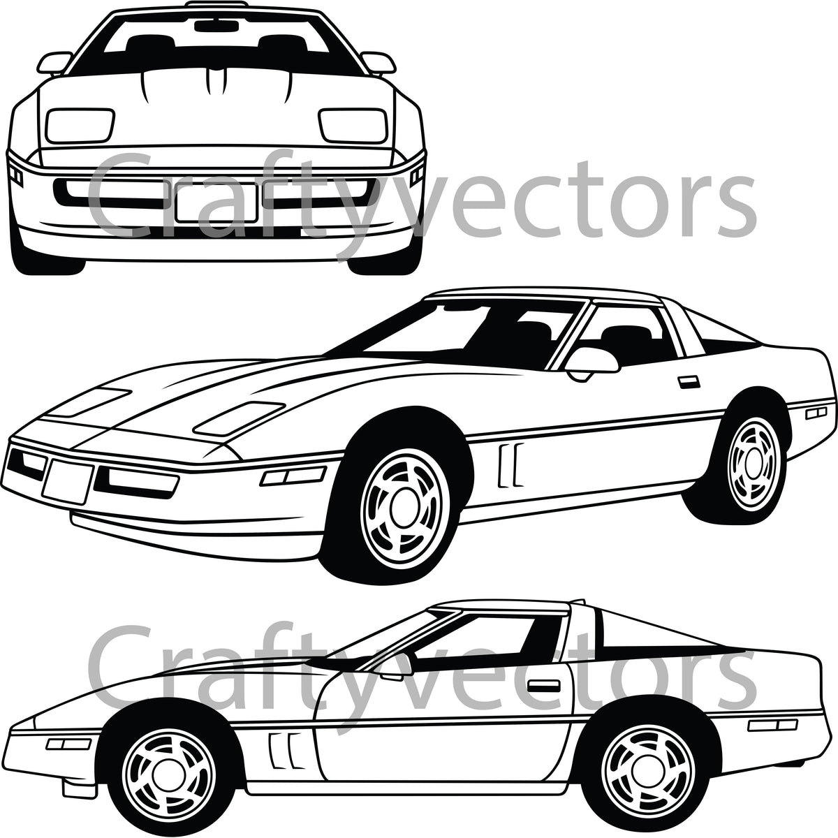 Chevrolet Corvette 1989 C4 Car Vector – Crafty Vectors