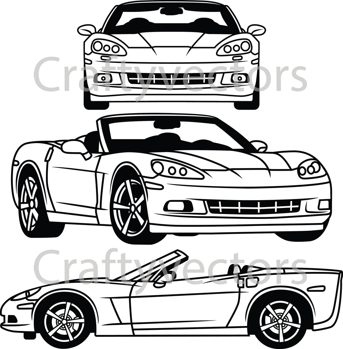 Chevrolet Corvette 2009 C6 Convertible Vector – Crafty Vectors