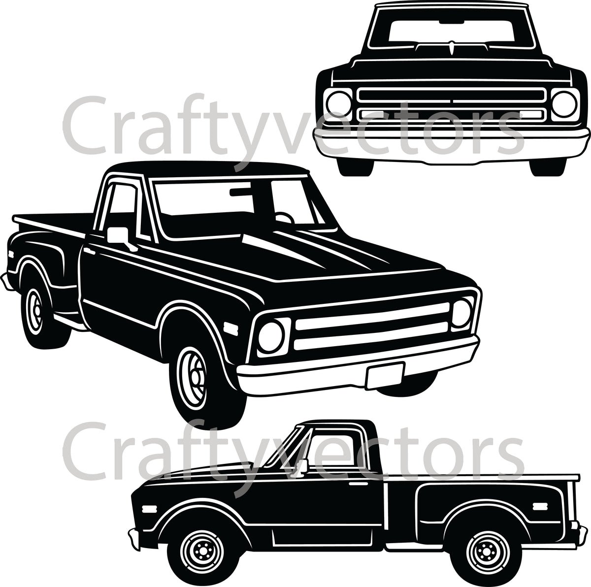 Chevrolet C10 1968 Stepside Vector – Crafty Vectors