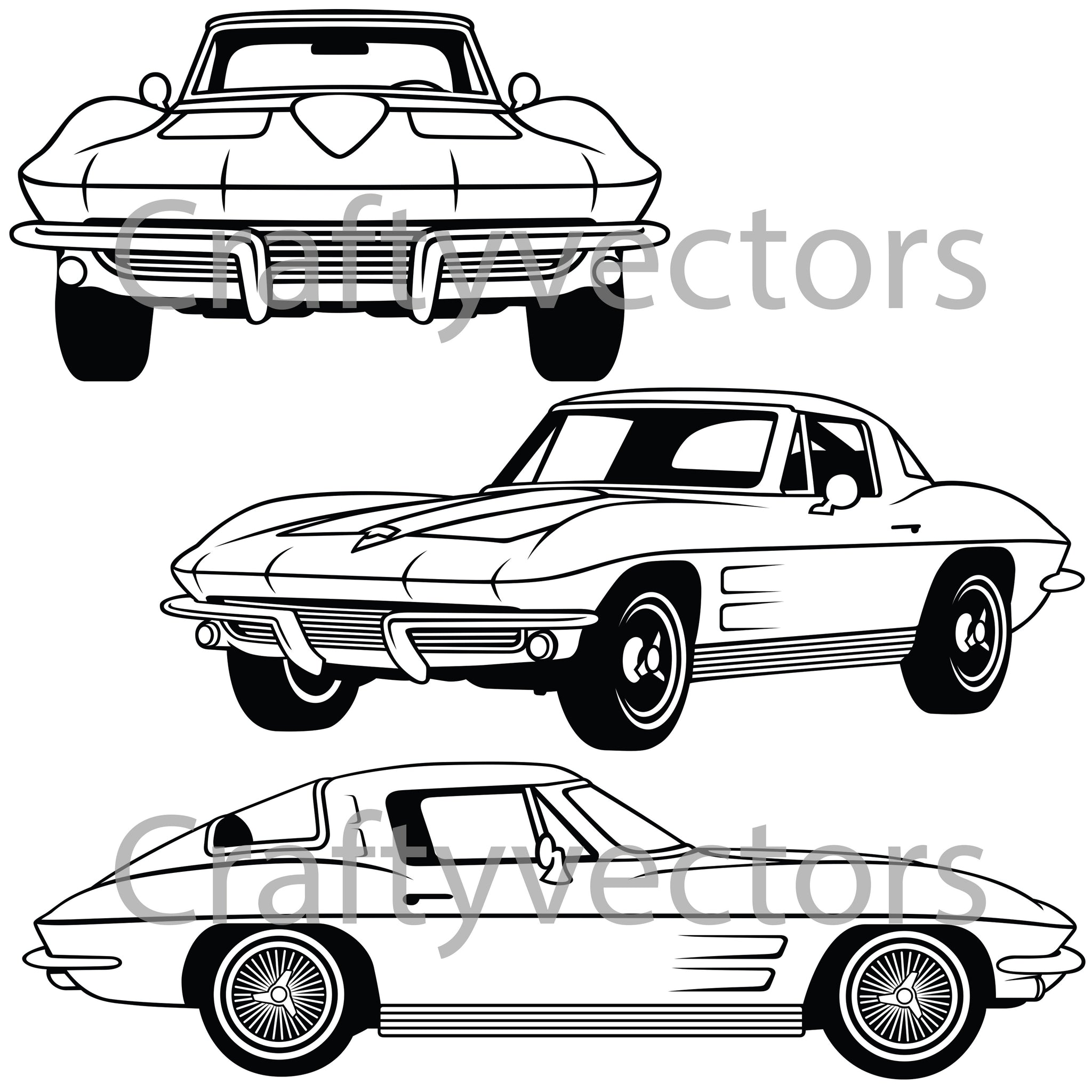 Chevrolet Corvette 1964 Stingray Vector – Crafty Vectors