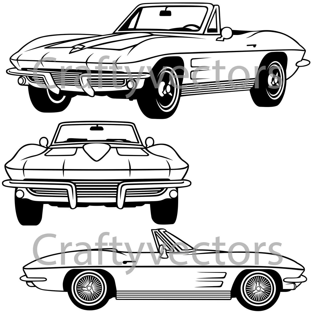 Chevrolet Corvette 1964 Convertible Vector – Crafty Vectors