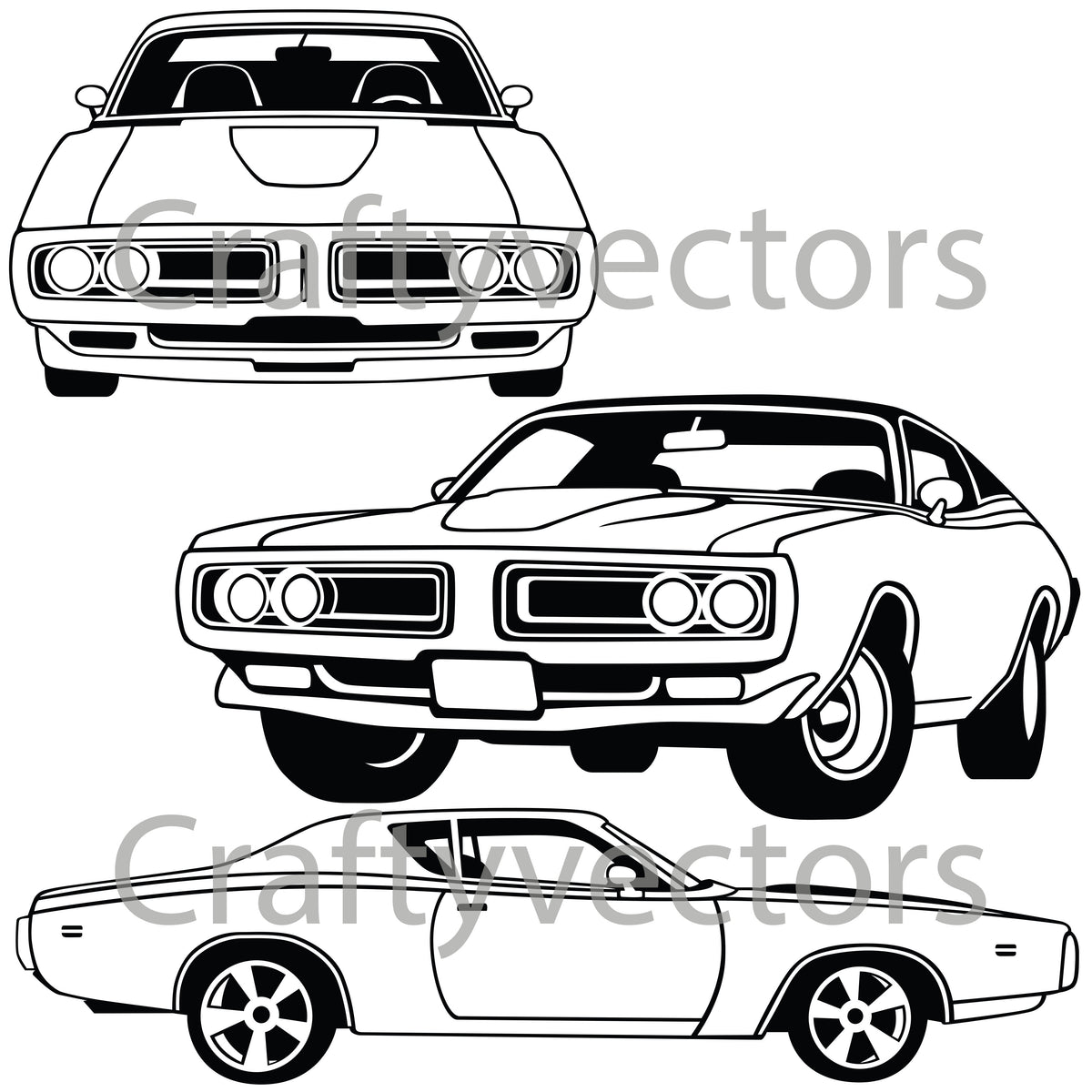 Dodge Charger 1971 Vector – Crafty Vectors