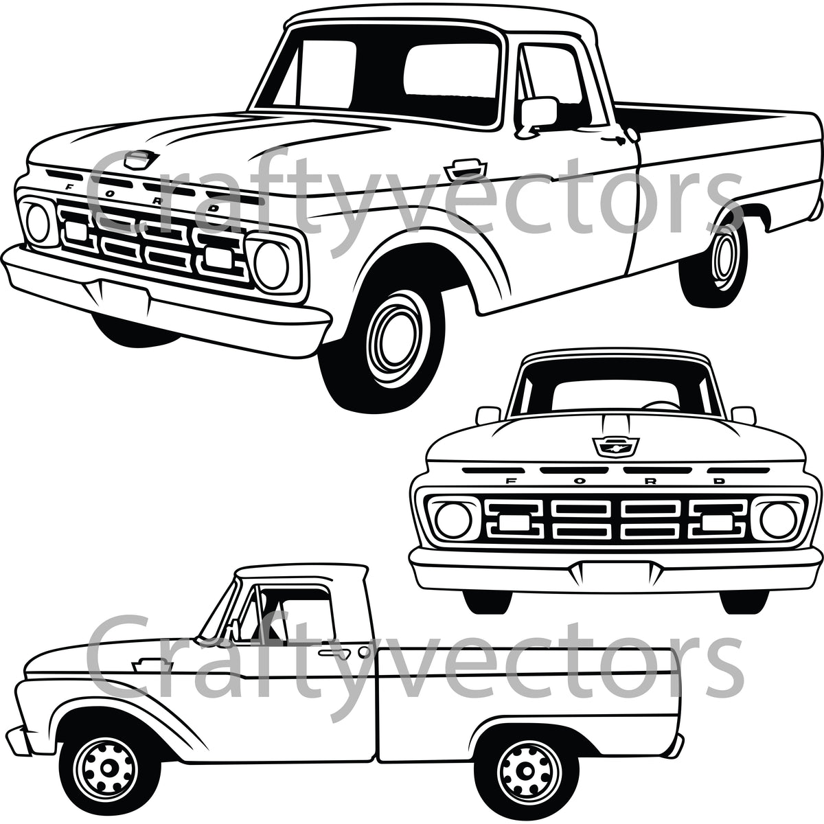 Ford F100 1964 Fleetside Vector – Crafty Vectors