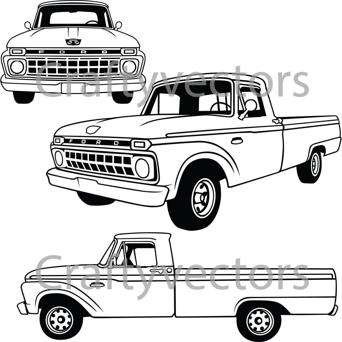 Ford F100 1965 Fleetside Vector – Crafty Vectors