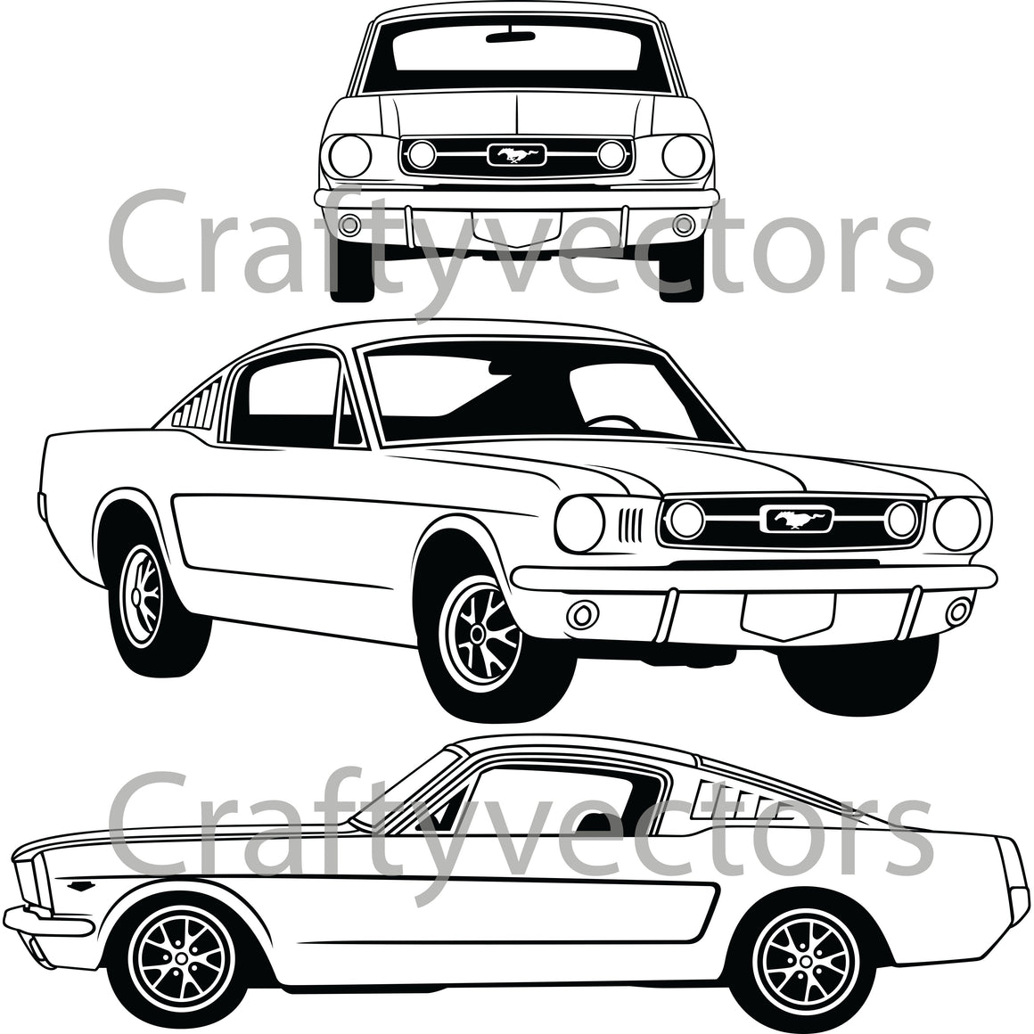 Ford Mustang Car Vector Cut Files SVG, DXF, PNG JPEG & EPS – Crafty Vectors