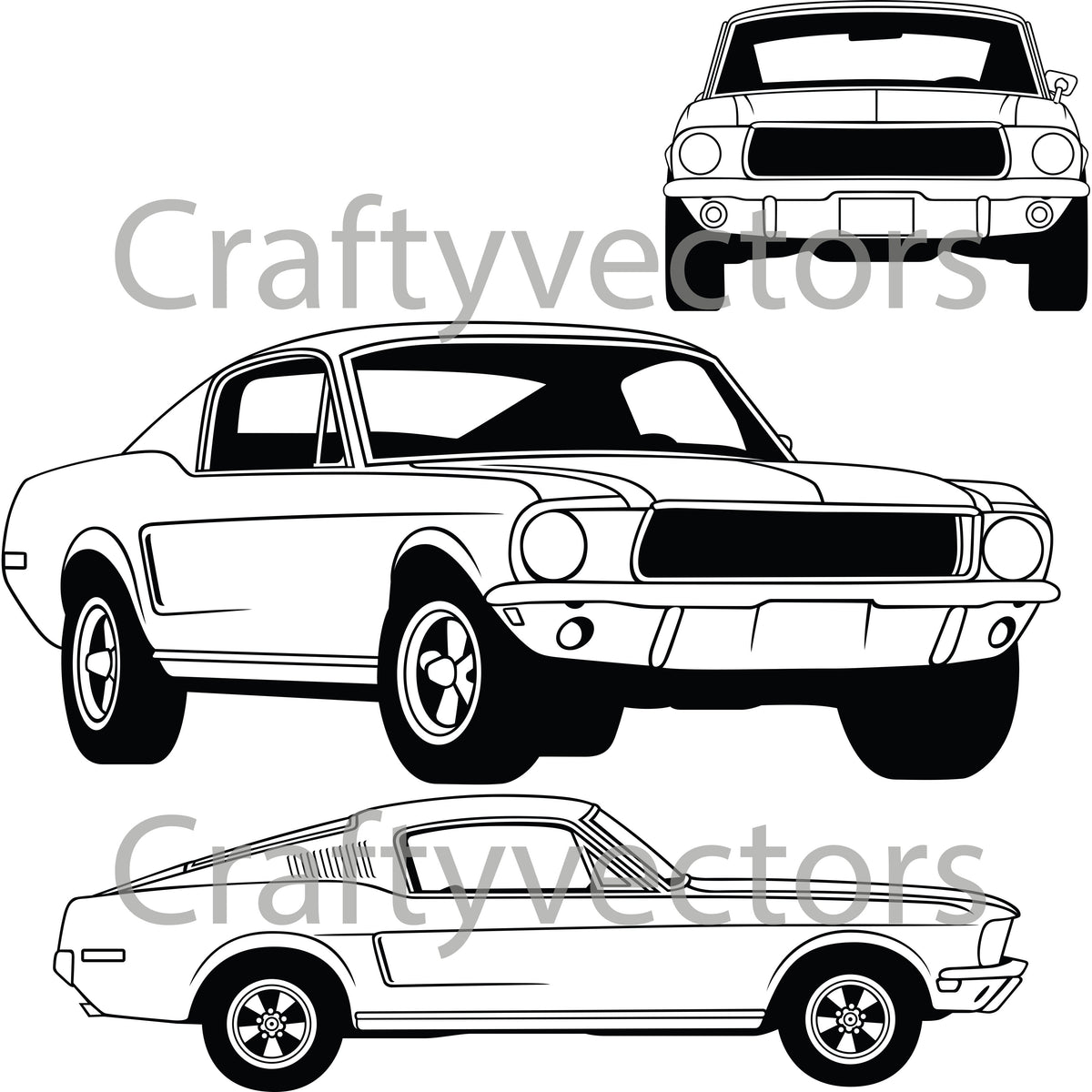 Ford Mustang 1968 Bullitt Vector – Crafty Vectors