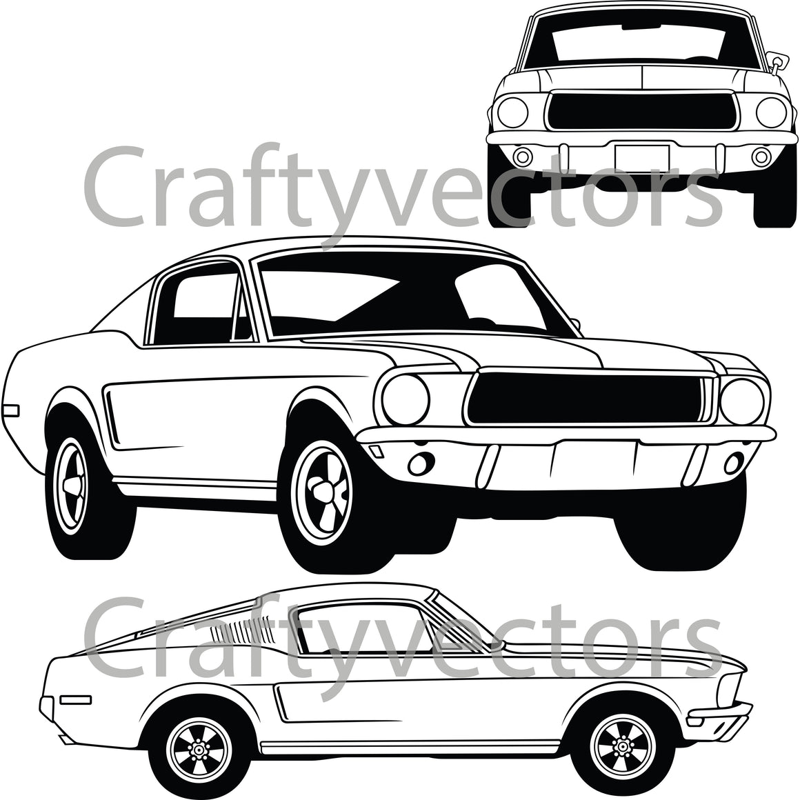 Ford Mustang Car Vector Cut Files SVG, DXF, PNG JPEG & EPS – Crafty Vectors