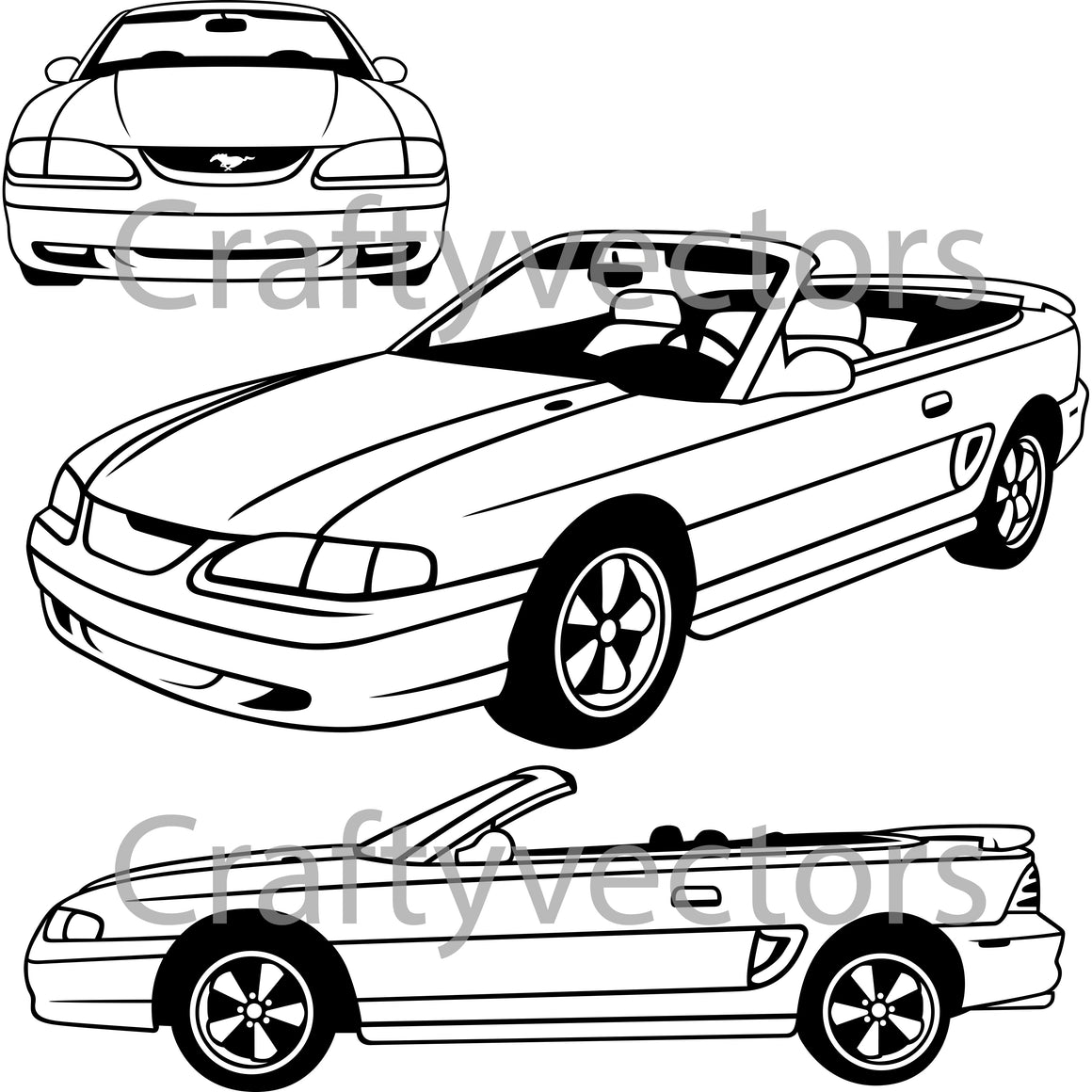Ford Mustang Car Vector Cut Files SVG, DXF, PNG JPEG & EPS – Crafty Vectors