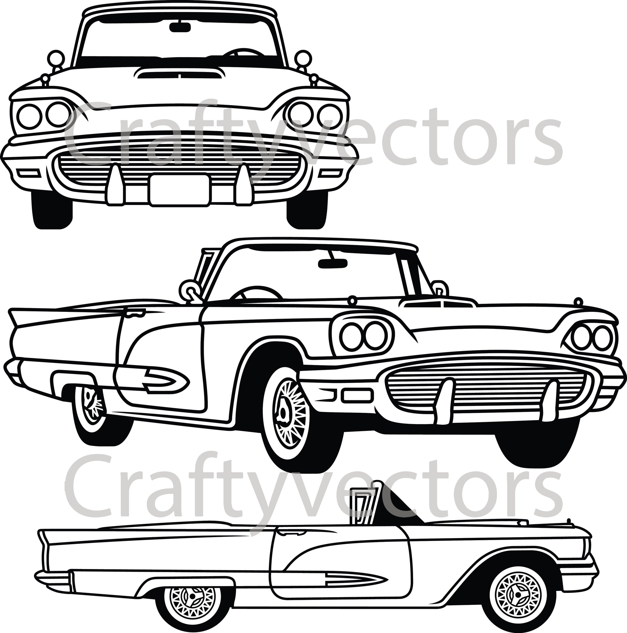 Ford Thunderbird 1959 Convertible Vector – Crafty Vectors