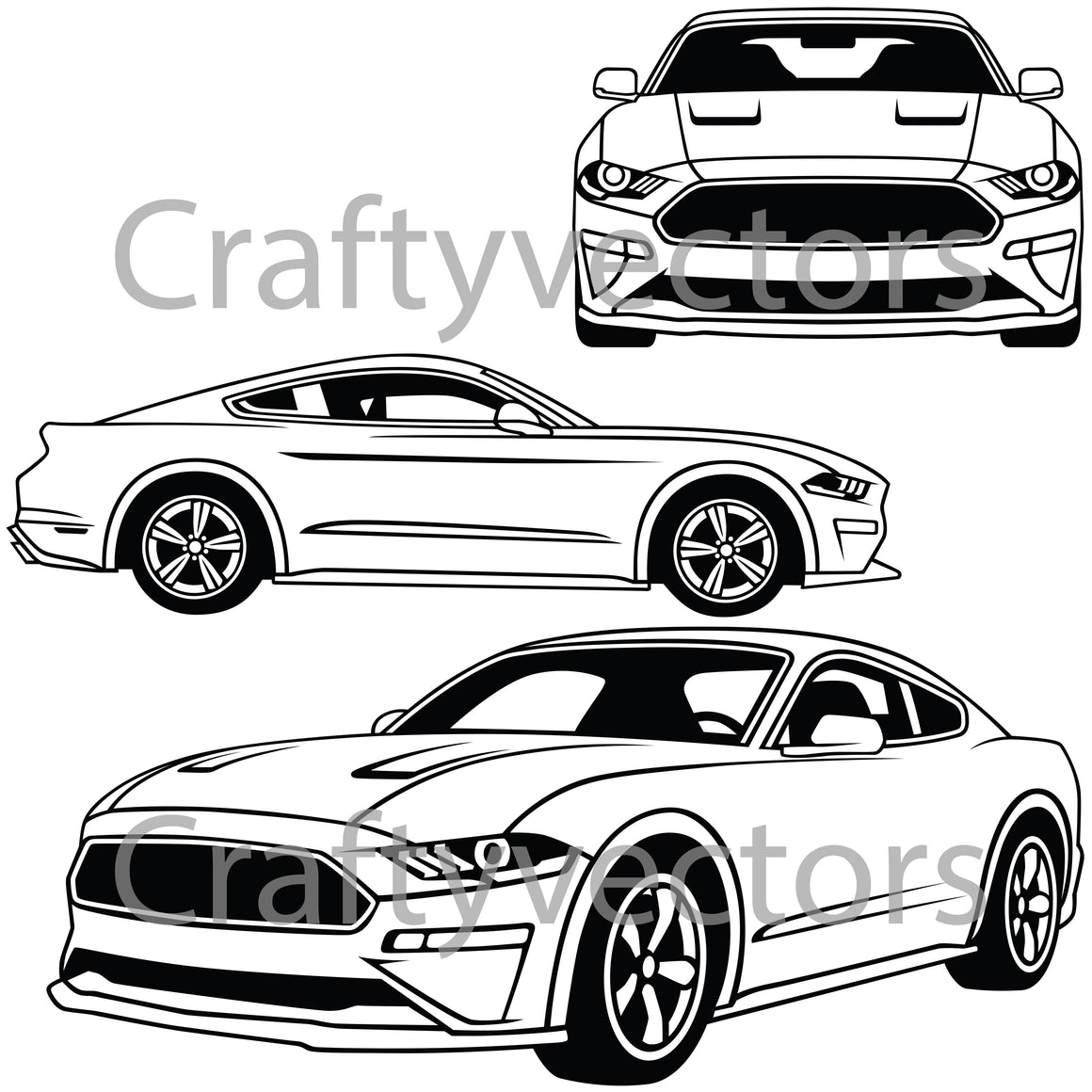 Ford Mustang Car Vector Cut Files SVG, DXF, PNG JPEG & EPS – Crafty Vectors