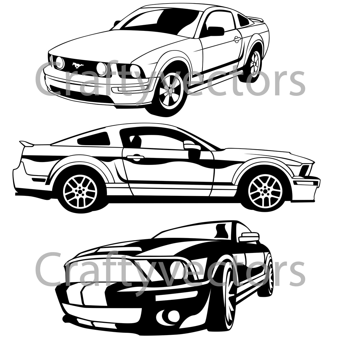 Ford Mustang Car Vector Cut Files SVG, DXF, PNG JPEG & EPS – Crafty Vectors