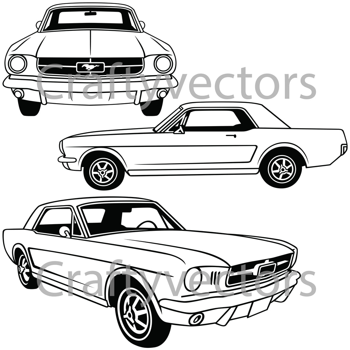 Ford Mustang Car Vector Cut Files SVG, DXF, PNG JPEG & EPS – Crafty Vectors