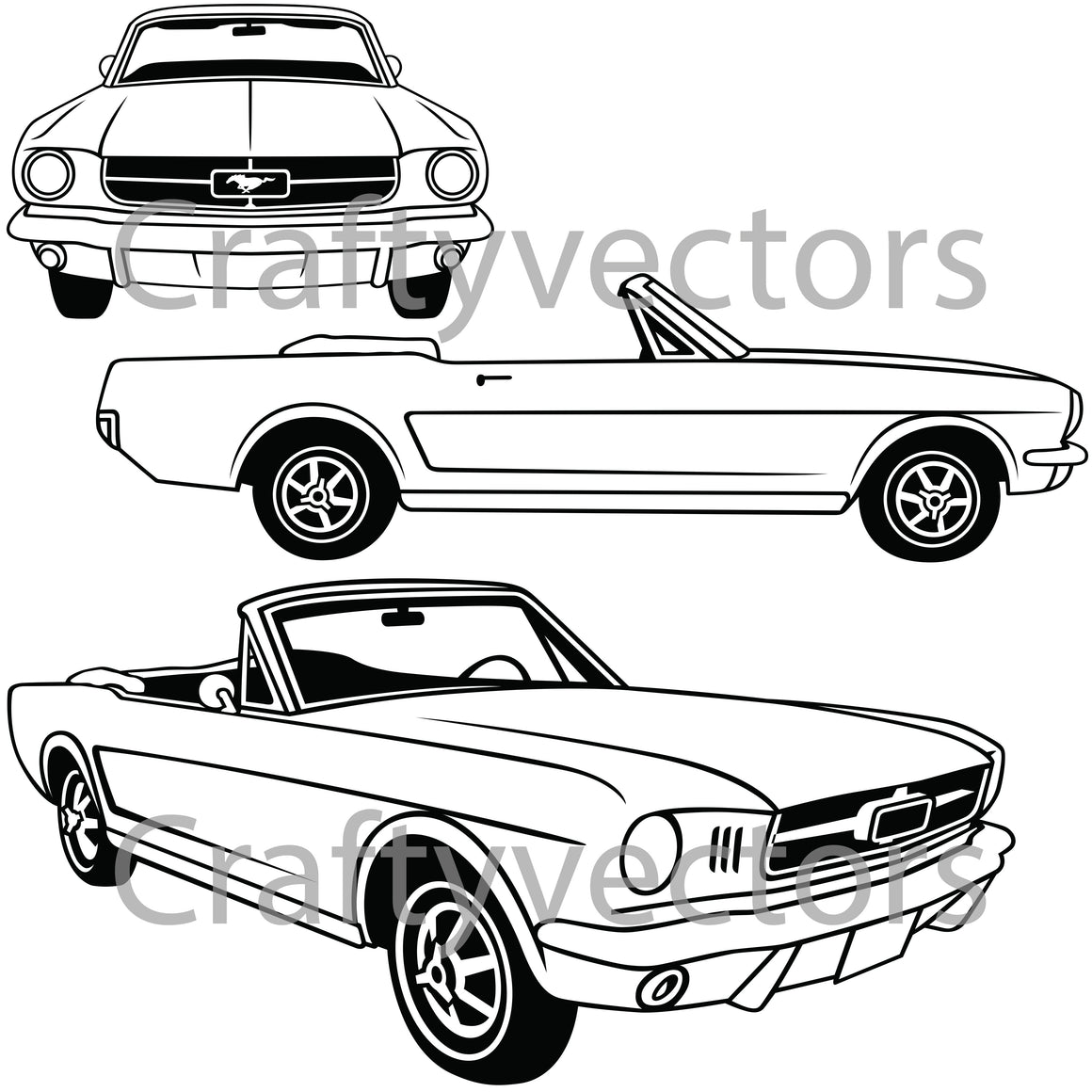 Ford Mustang Car Vector Cut Files SVG, DXF, PNG JPEG & EPS – Crafty Vectors