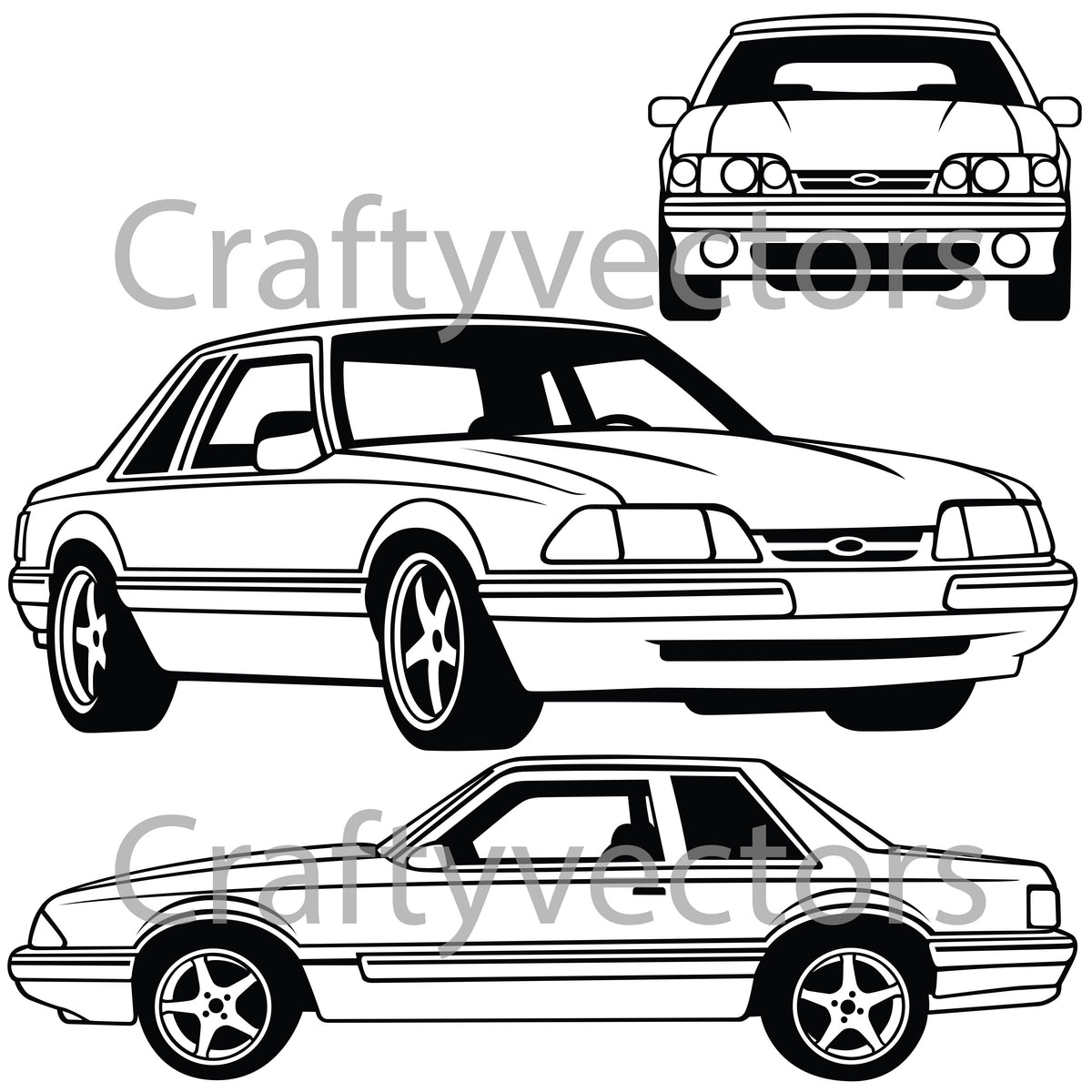 Ford Mustang 1989 Notchback Vector – Crafty Vectors