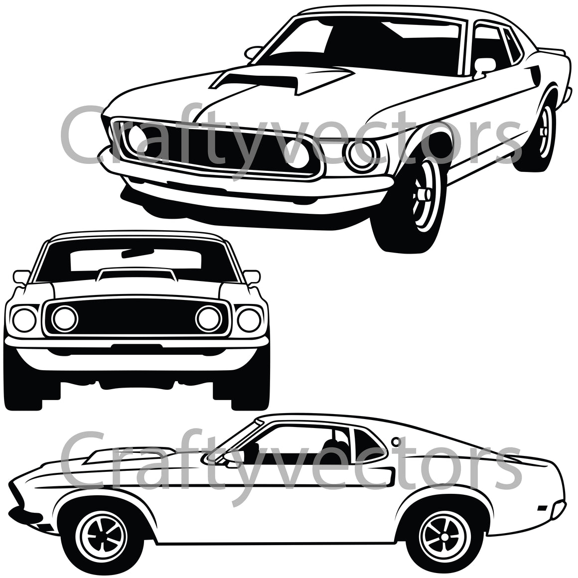 Ford Mustang Car Vector Cut Files SVG, DXF, PNG JPEG & EPS – Crafty Vectors