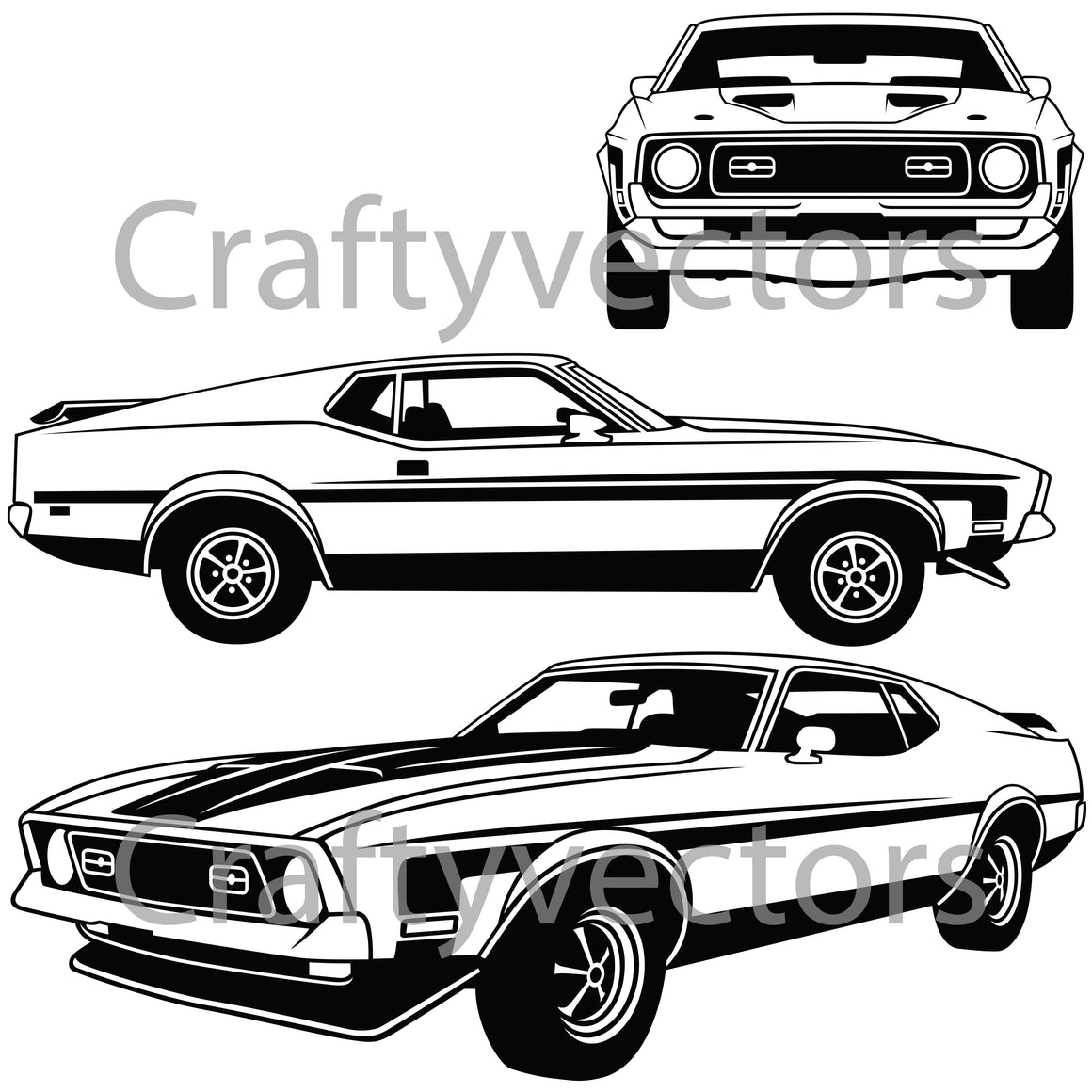 Ford Mustang Car Vector Cut Files SVG, DXF, PNG JPEG & EPS – Crafty Vectors