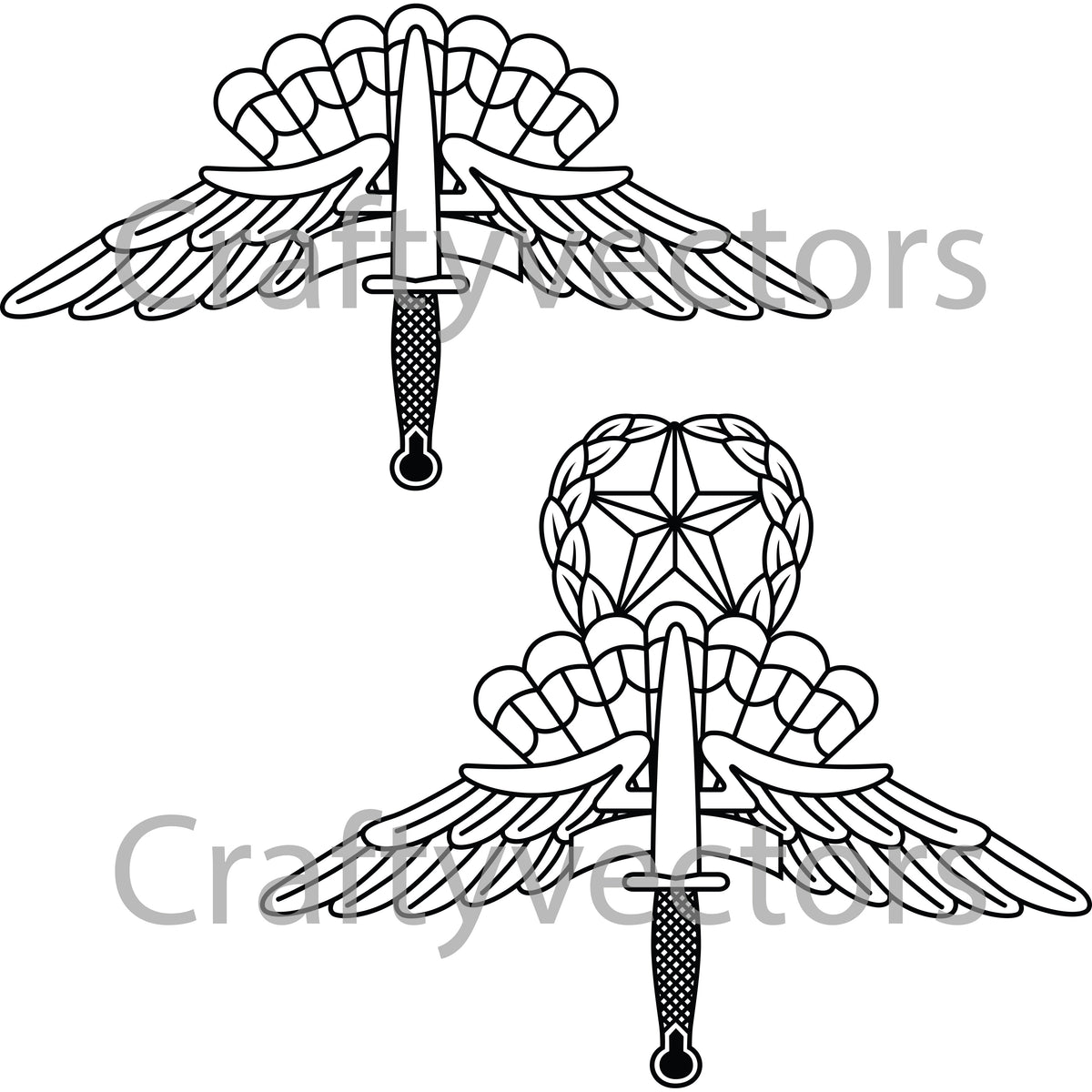 Freefall Parachutist Badge Vector File – Crafty Vectors
