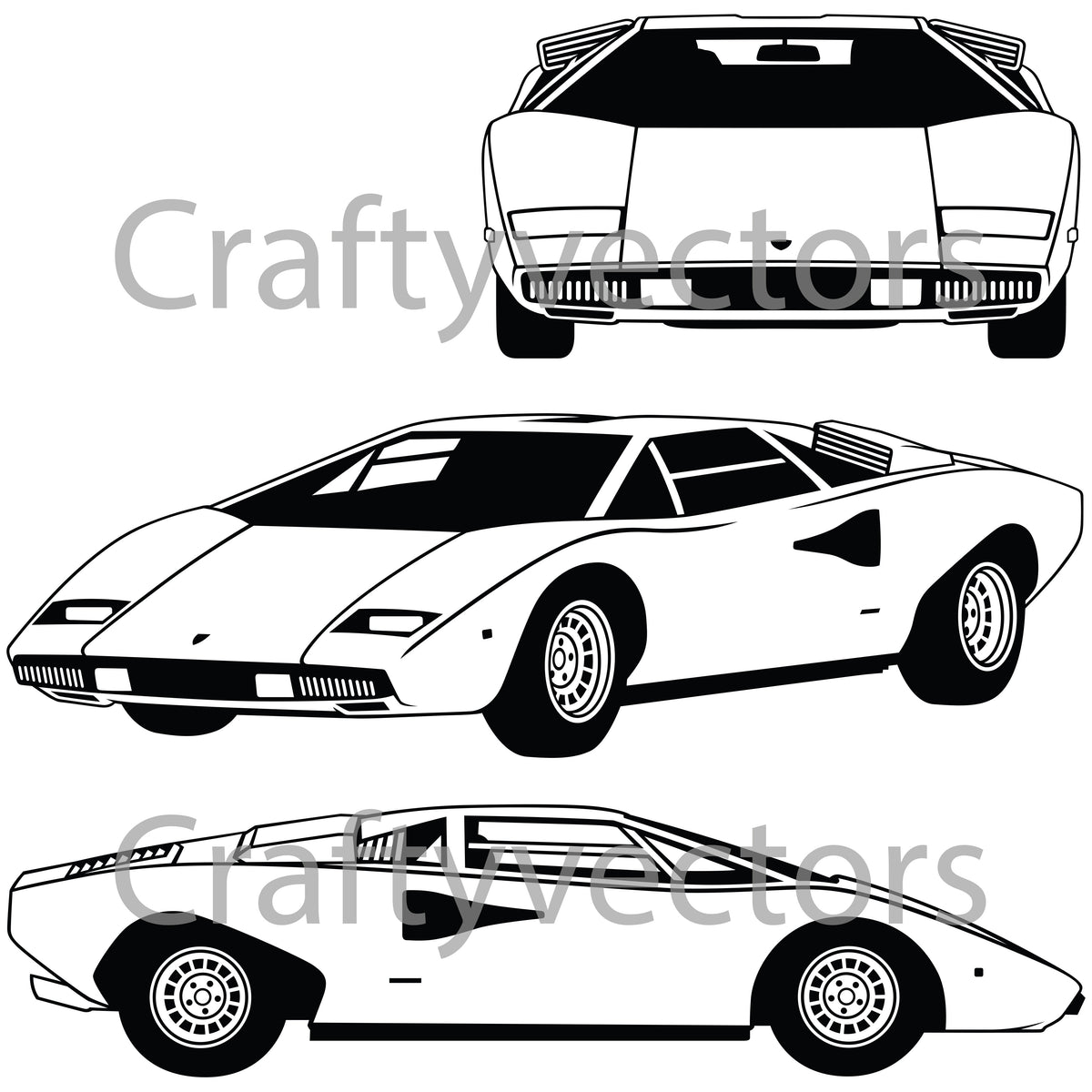 Lamborghini Countach LP400 Vector – Crafty Vectors