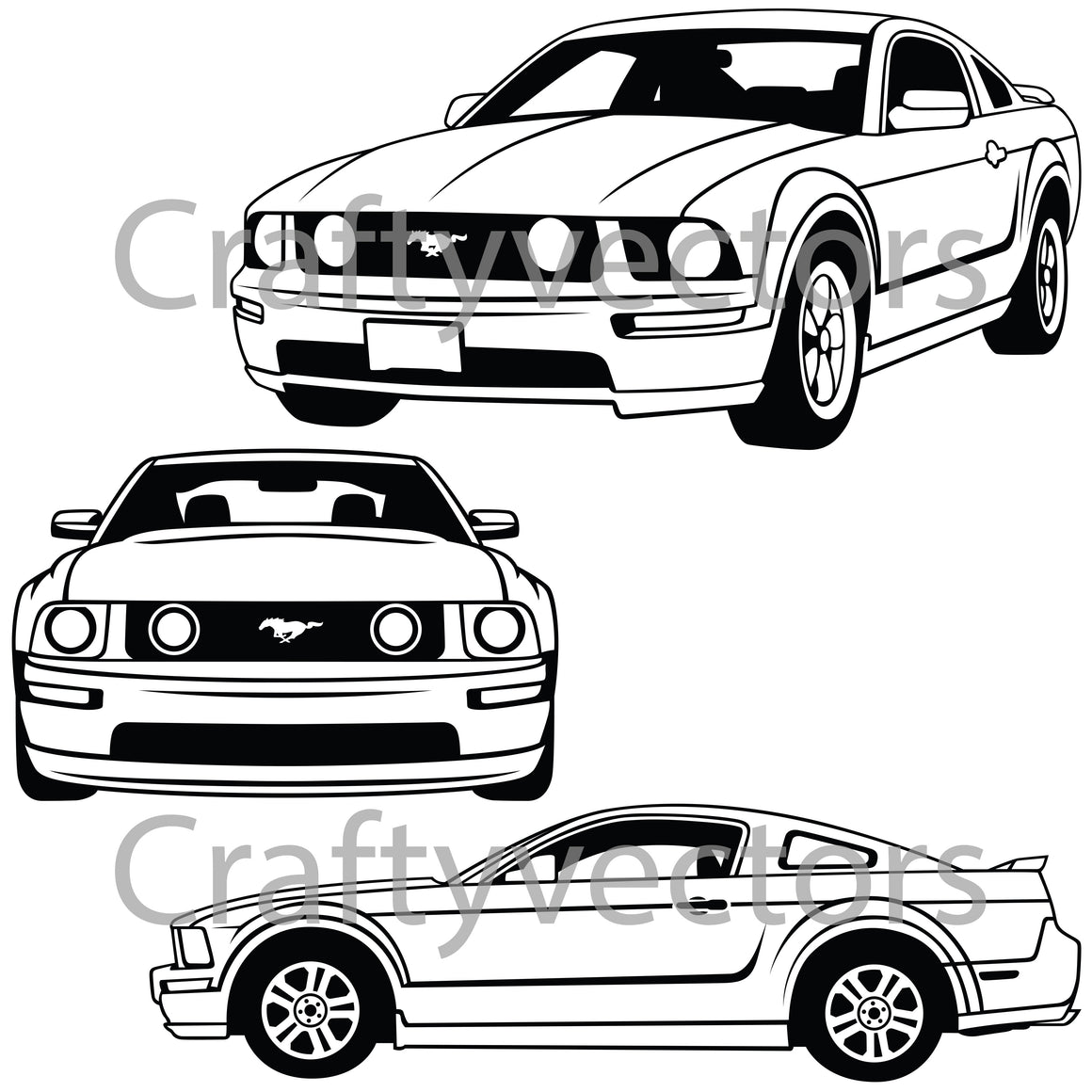 Ford Mustang Car Vector Cut Files SVG, DXF, PNG JPEG & EPS – Crafty Vectors