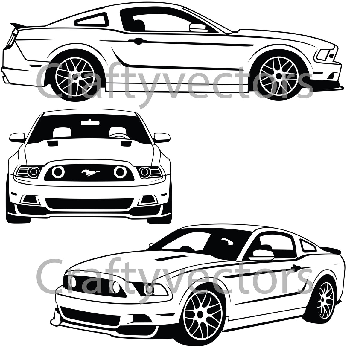 Ford Mustang Car Vector Cut Files SVG, DXF, PNG JPEG & EPS – Crafty Vectors