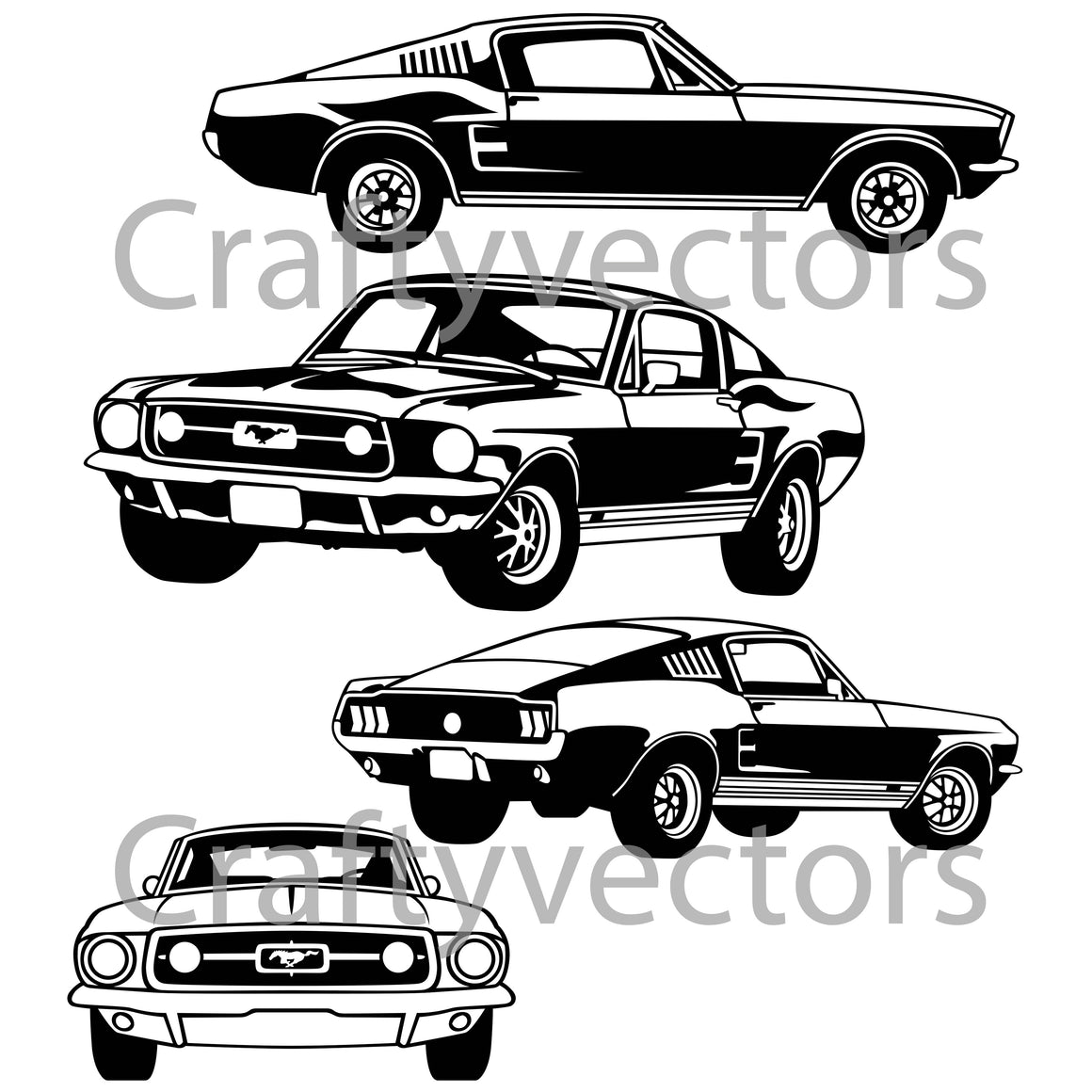 Ford Mustang Car Vector Cut Files SVG, DXF, PNG JPEG & EPS – Crafty Vectors