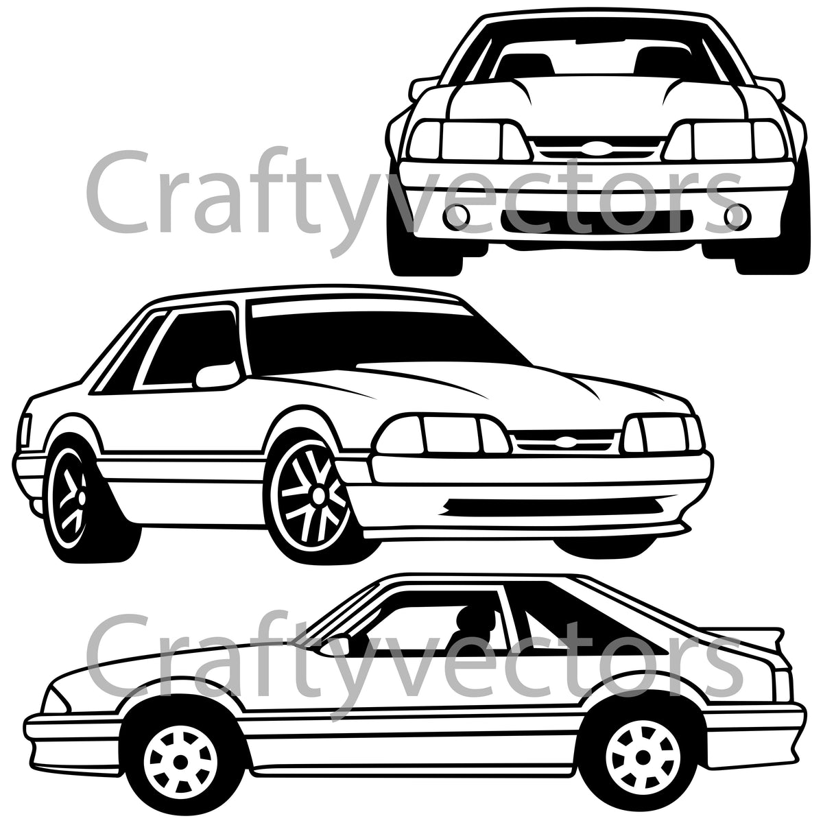 Ford Mustang 1988 Vector – Crafty Vectors