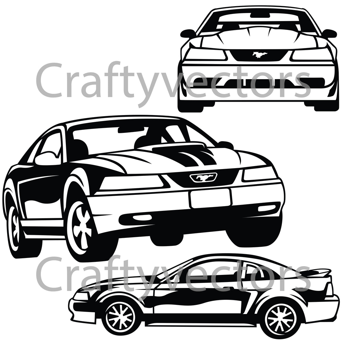 Ford Mustang Car Vector Cut Files SVG, DXF, PNG JPEG & EPS – Crafty Vectors